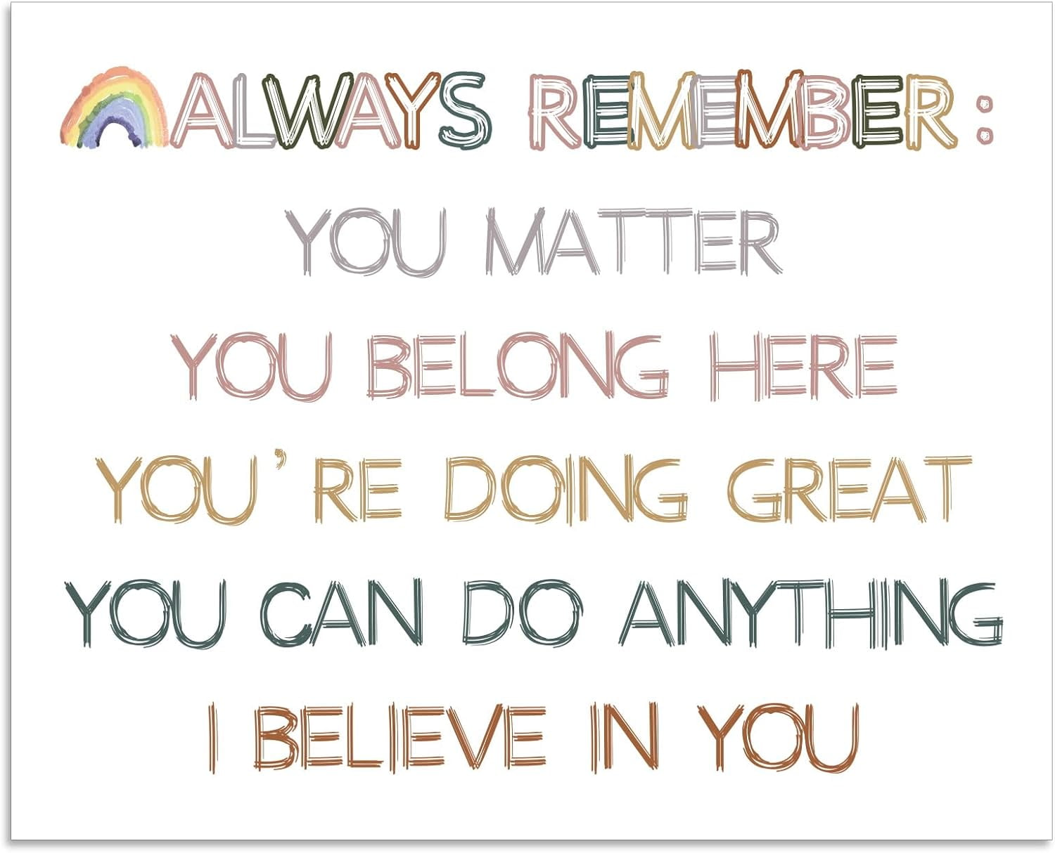 1 Pc Inspirational Quote Poster Paper Colorful Always Remember Wall Art ...