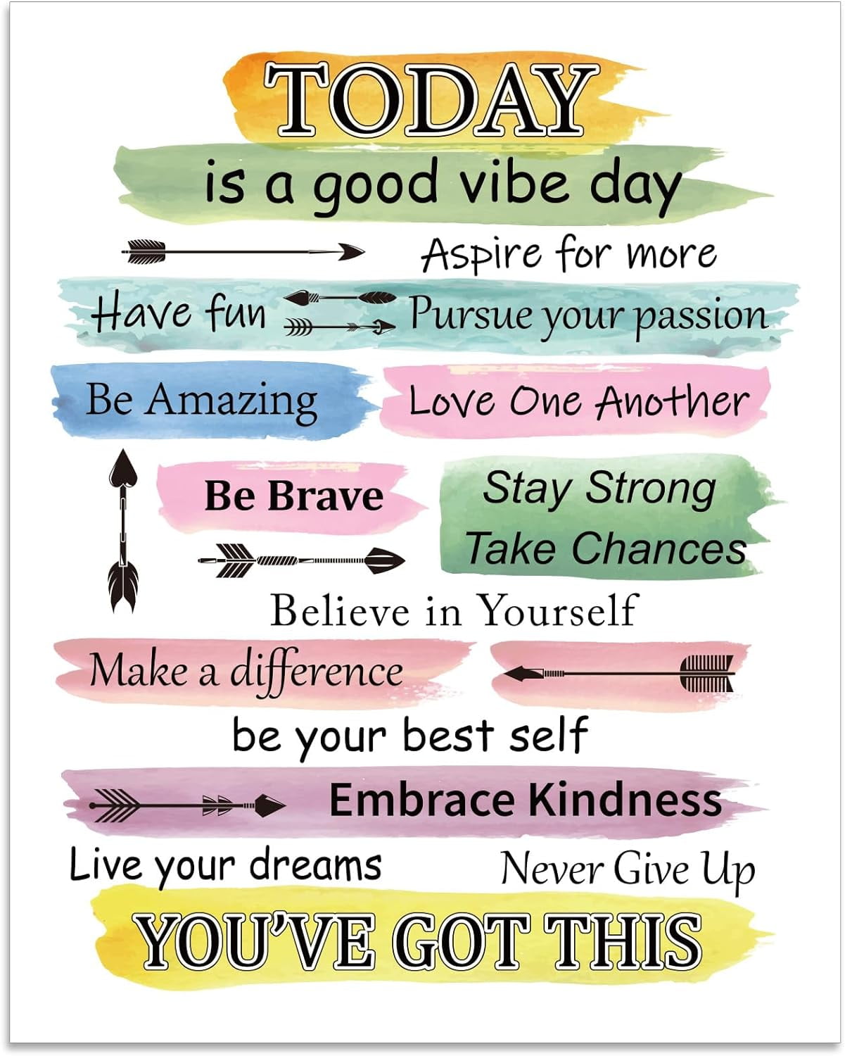 1 Pc Inspirational Quote Poster Paper Colorful Today Is a Good Vibe Day ...