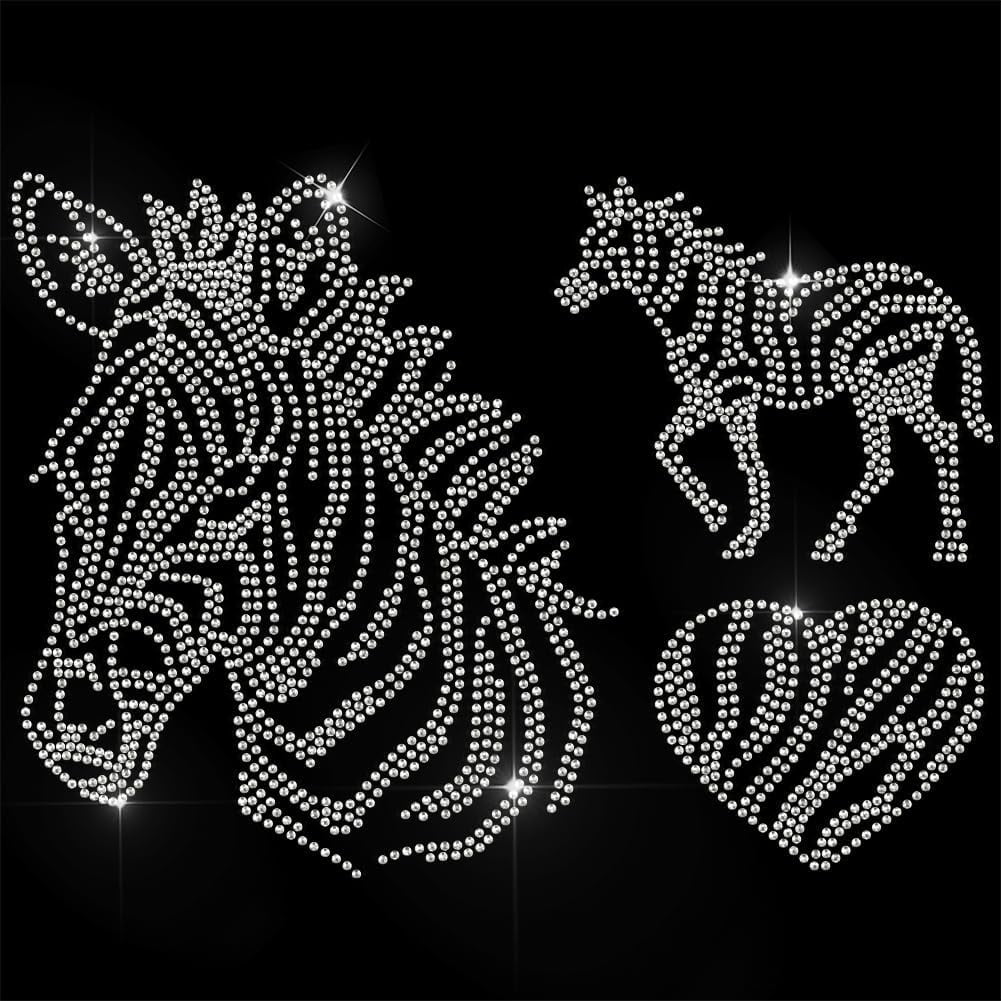 1 Pc Iron on Rhinestones Transfer Zebra Hot Fix Iron on Patch Transfer ...
