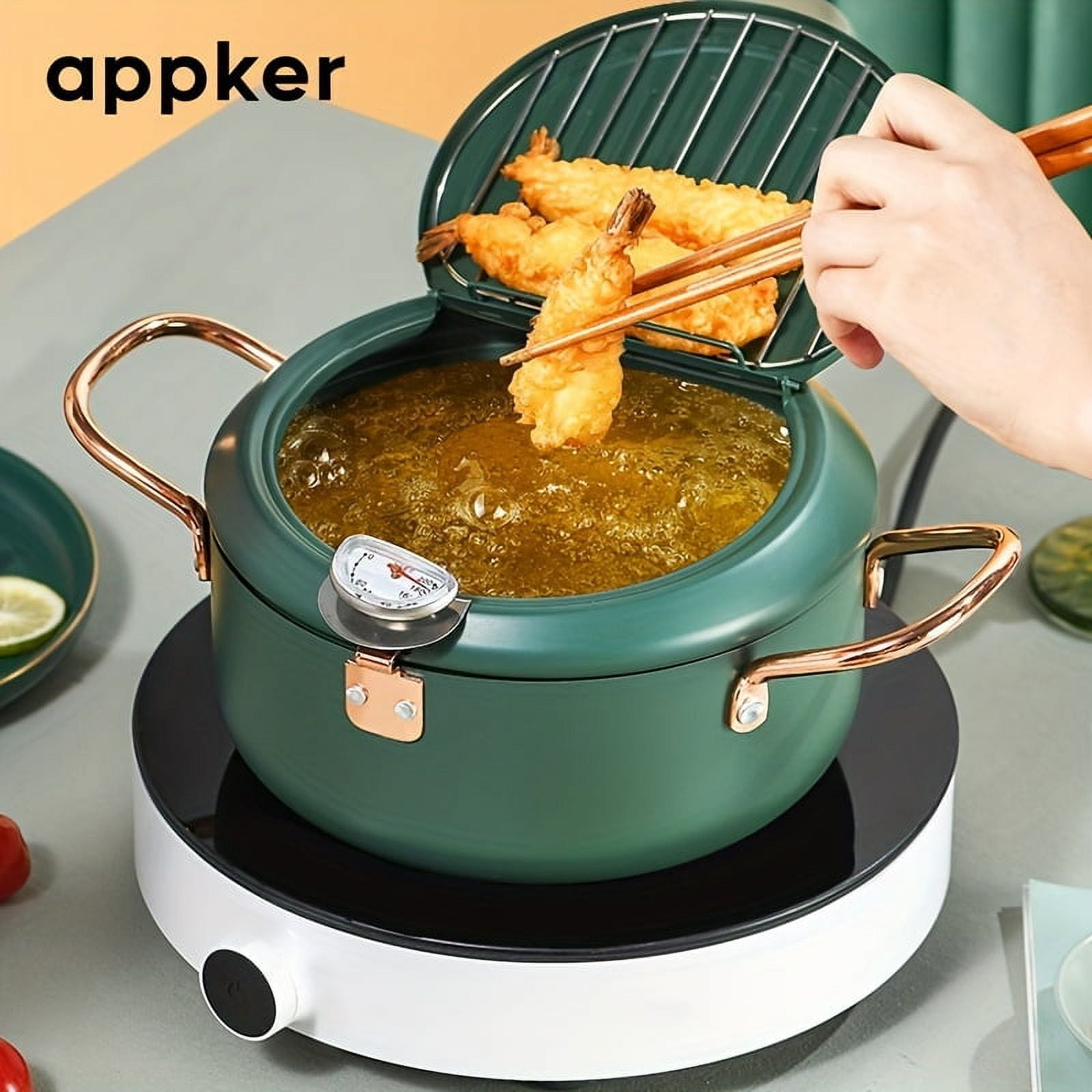 1 Pc Japanese Tempura Fryer With Fahrenheit Thermometer, Non Stick ...