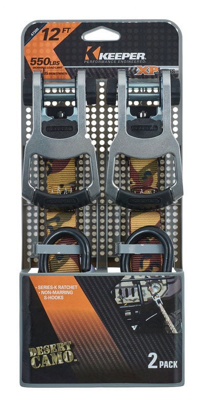 1 Pc, Keeper 1 In. W X 12 Ft. L Camo Ratchet Tie Down Strap 550 Lb 2 Pk ...