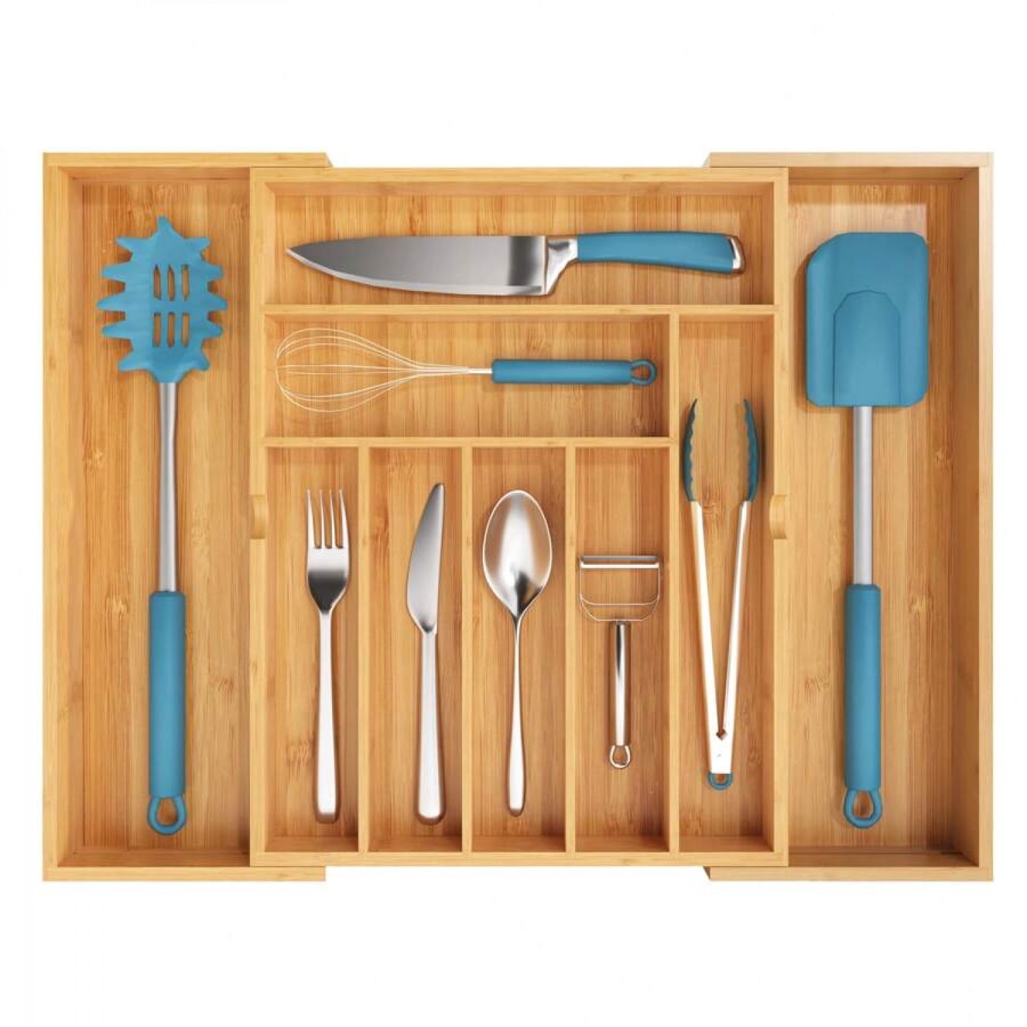 1 Pc Kitchen Expandable Bamboo Drawer Organizer Kitchen Organiser ...
