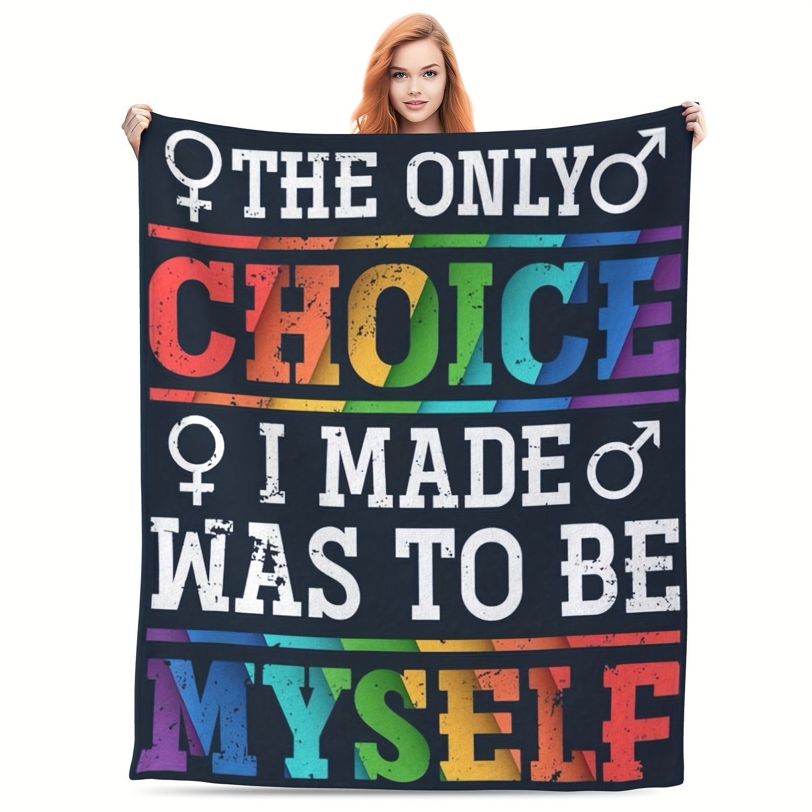 1 Pc LGBT Blanket Gay Pride Throw Rainbow LGBT Colorful Flannel Soft ...