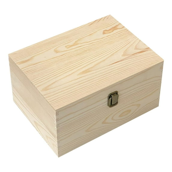1 Pc Large Unfinished Wooden Box with Hinged Lid Unfinished Wooden ...