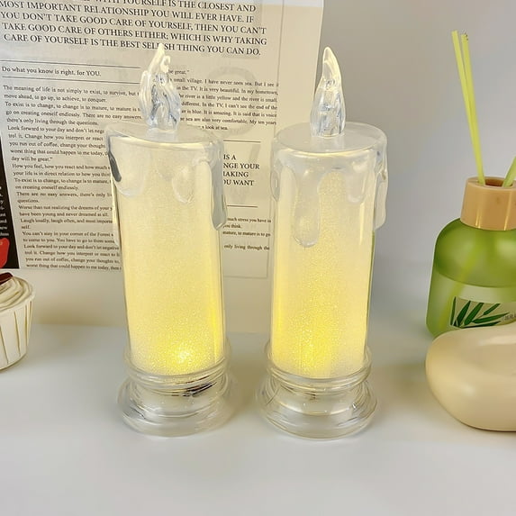 1 Pc Led Flameless Transparent Pillar Candles, Battery Operated With ...