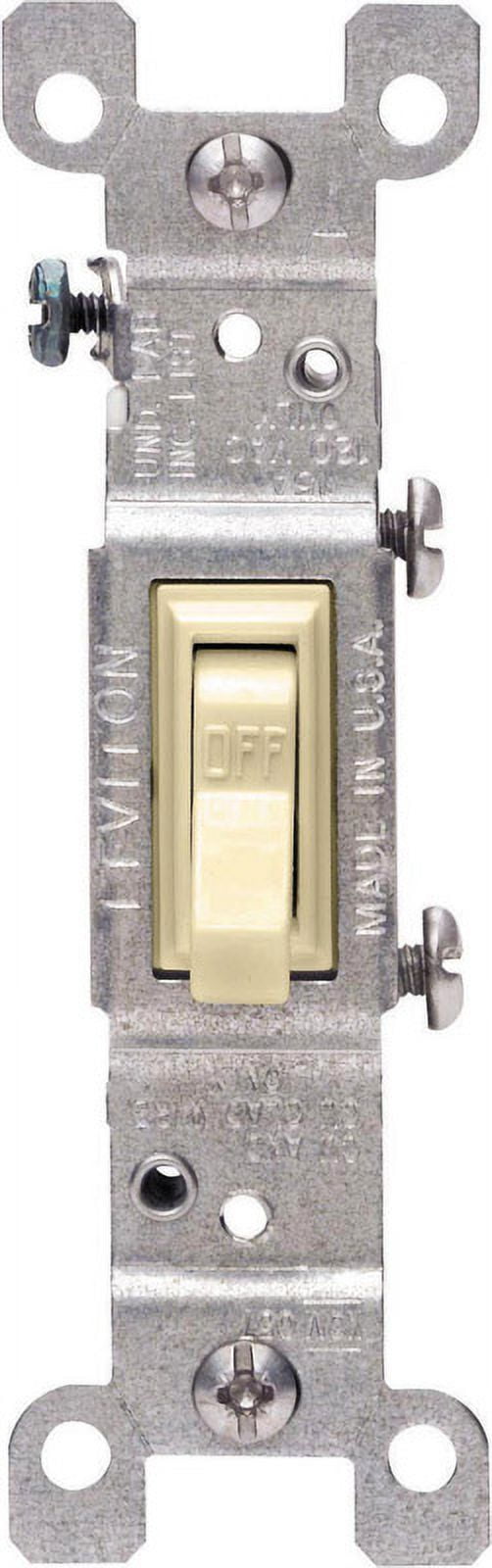 1 Pc, Leviton 15 Amps Single Pole Toggle Ac Quiet Switch Ivory 10 Pk ...