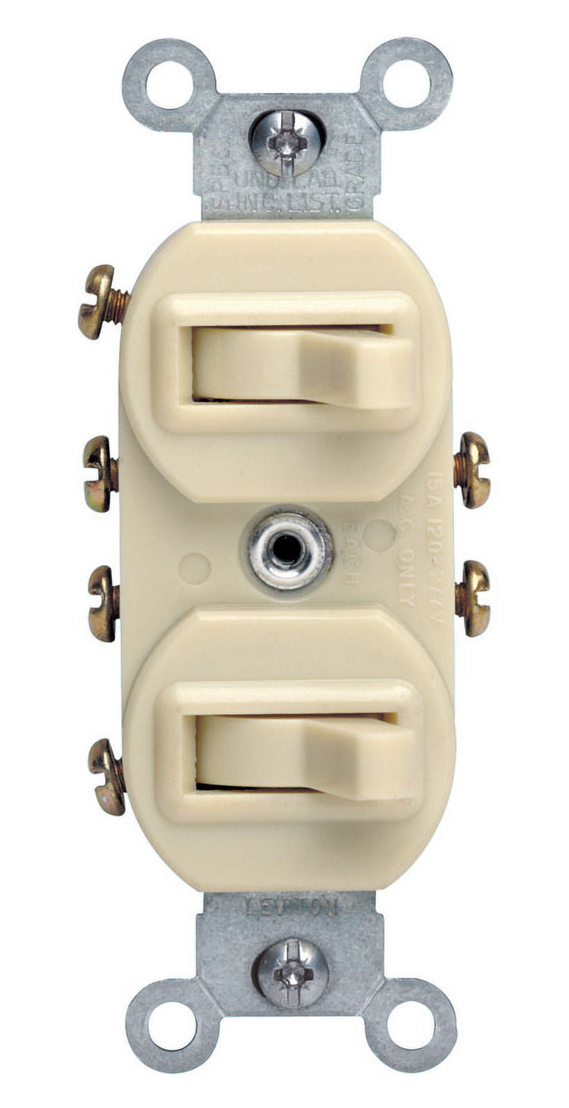 1 Pc, Leviton 15 Amps Three Pole Toggle Duplex Combination Switch Ivory ...