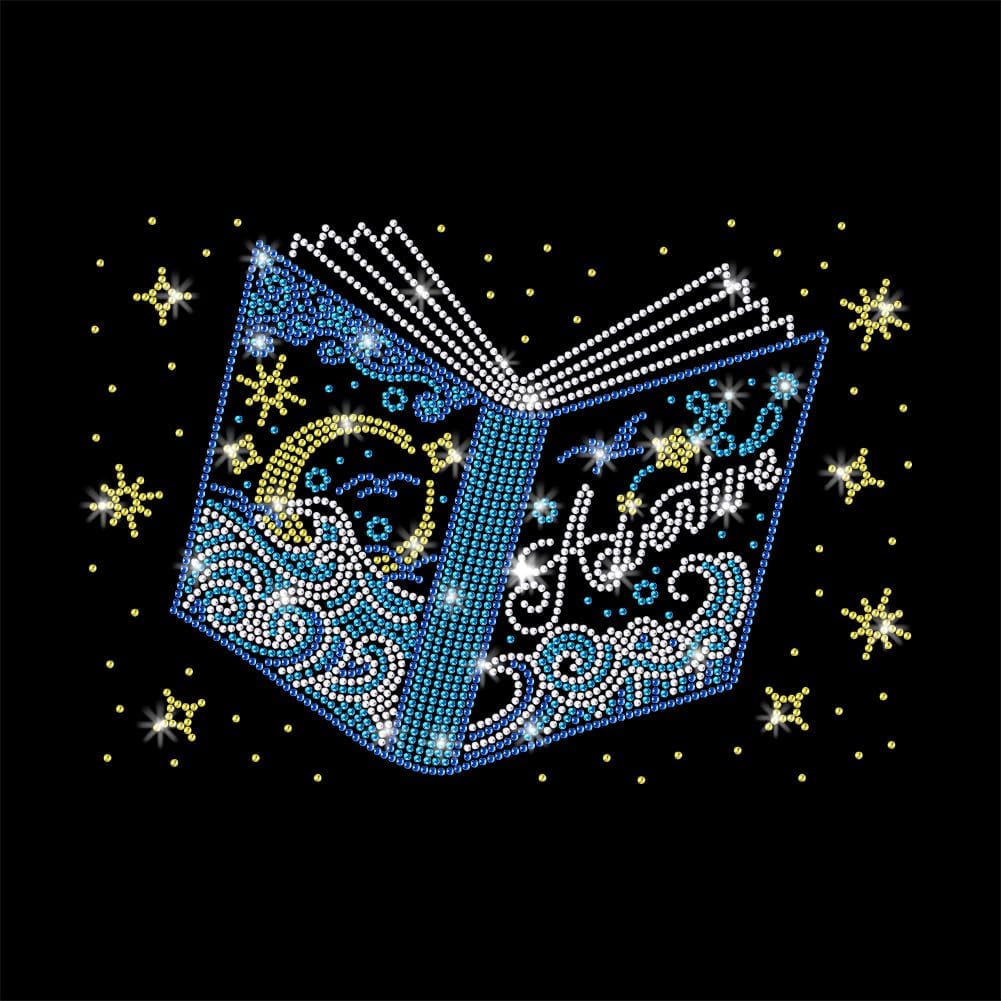 1 Pc Magic Book Rhinestone Iron on Hotfix Transfer Decal Bling DIY ...
