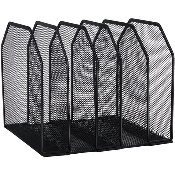 1 Pc Metal 5 Section File Folder Organizer for Desk Black Detachable ...