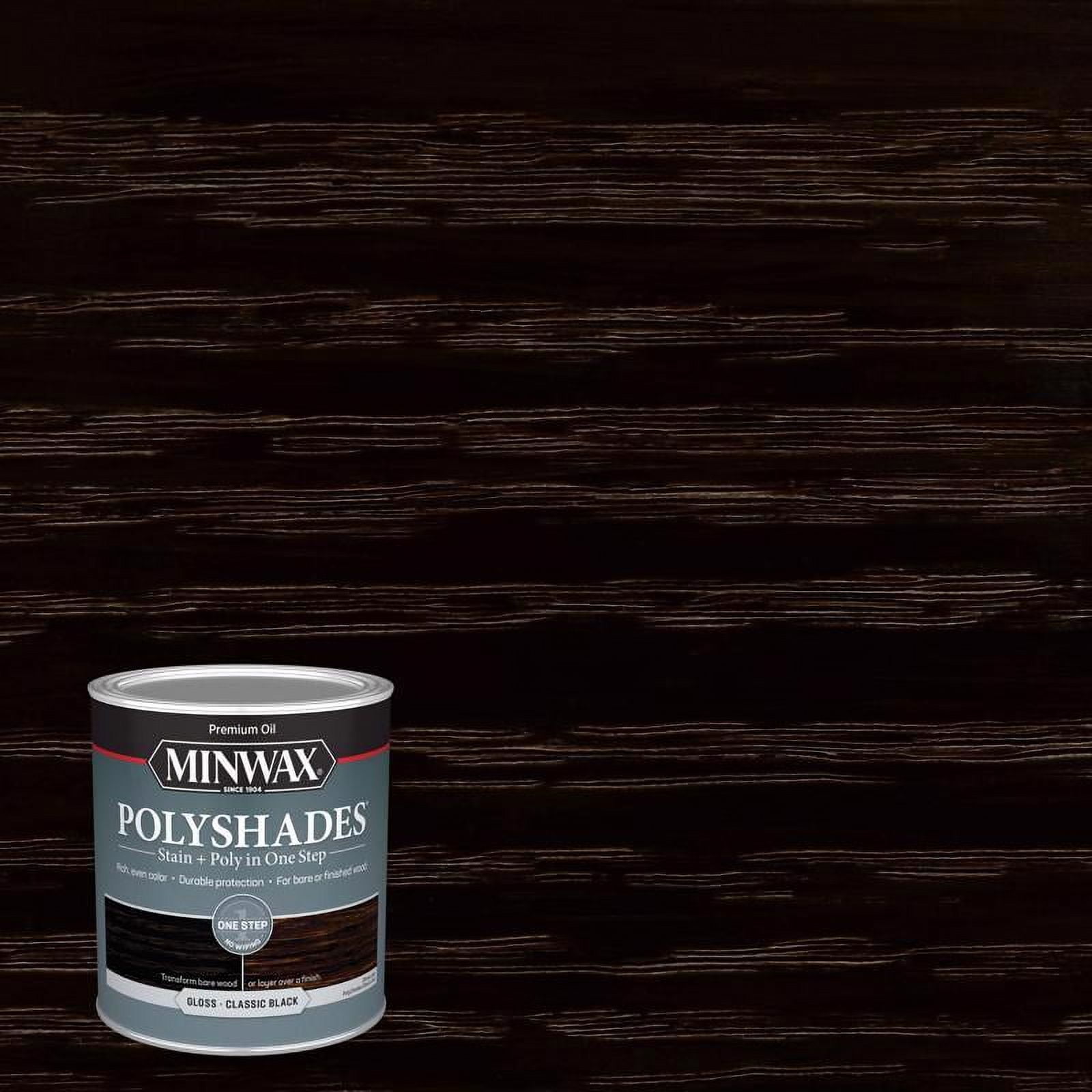 1 Pc, Minwax Polyshades Semi-Transparent Gloss Classic Black Oil-Based Stain/Polyurethane Finish ...