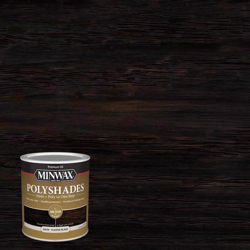 1 Pc, Minwax Polyshades Semi-Transparent Satin Classic Black Oil-Based Stain/Polyurethane Finish ...