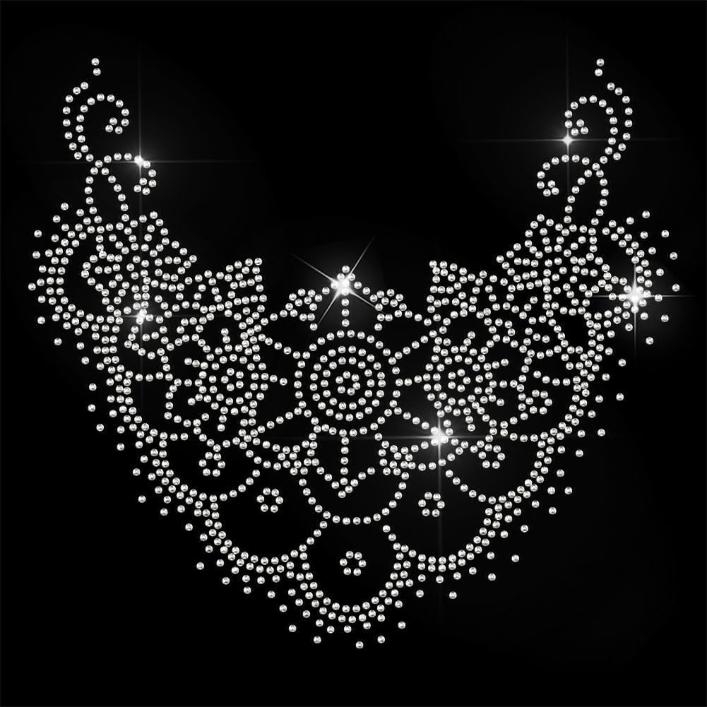 1 Pc Necklace Pattern Rhinestone Iron on Hotfix Bling Crystal Clothing ...