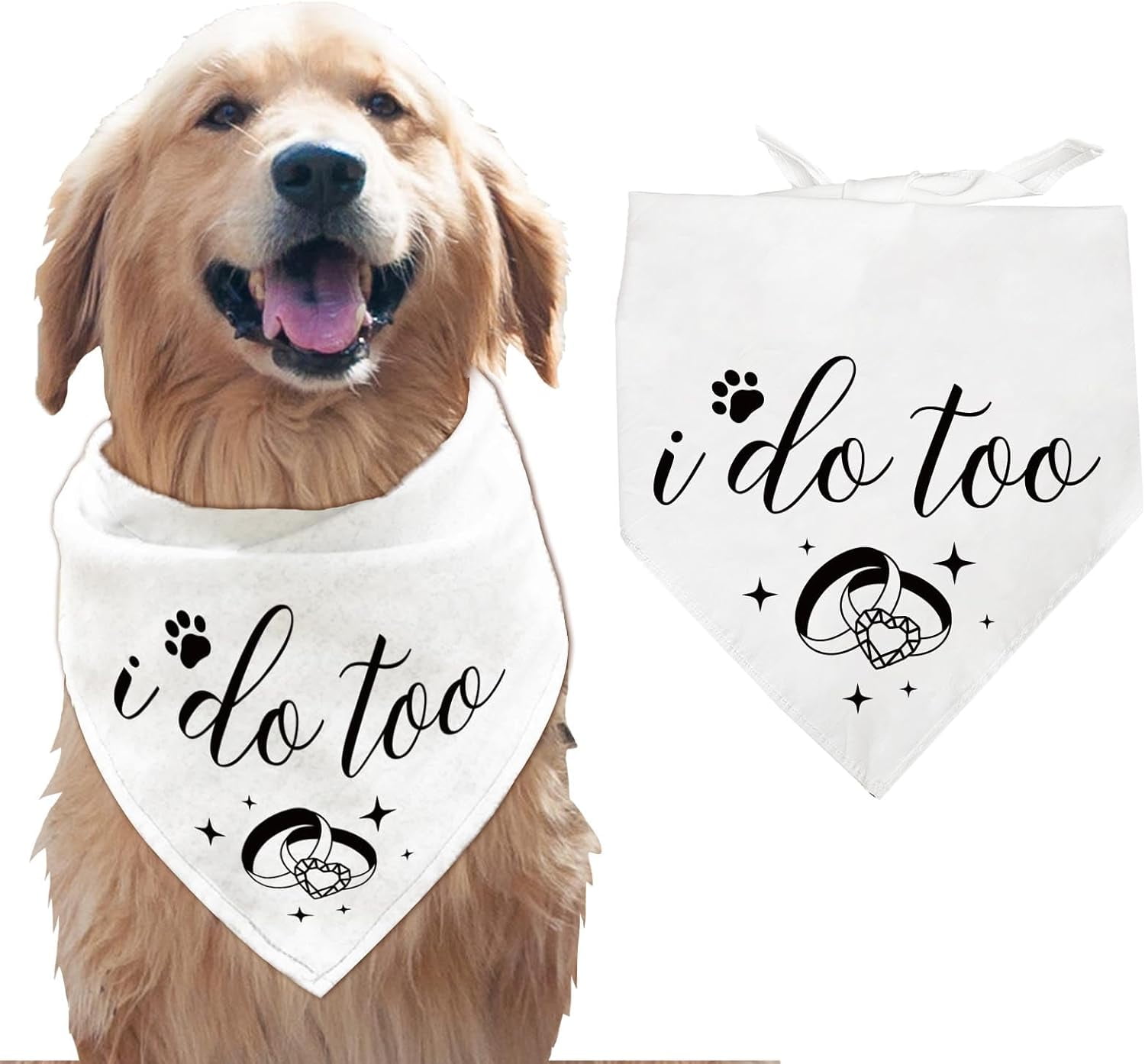 1 Pc Pet Dog Bandana White Cotton Triangle Weeding Pet's Bandana I Do ...