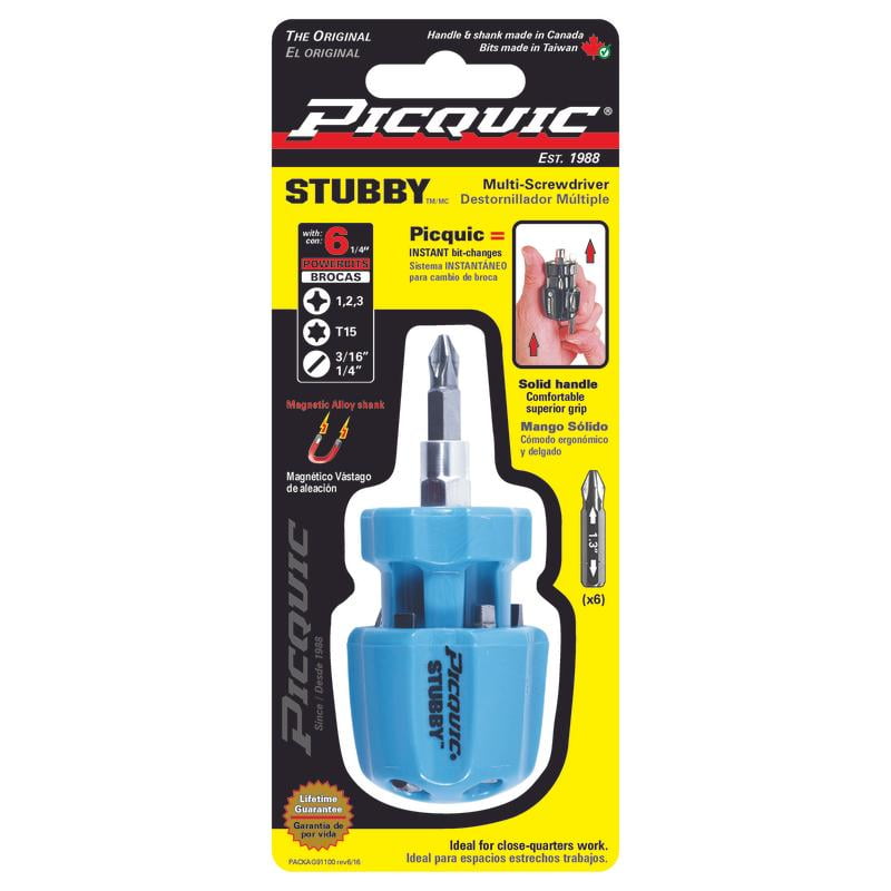 1 Pc, Picquic Stubby Compact Multi-Bit Driver 3-1/2 In. 6 Pc - Walmart.com