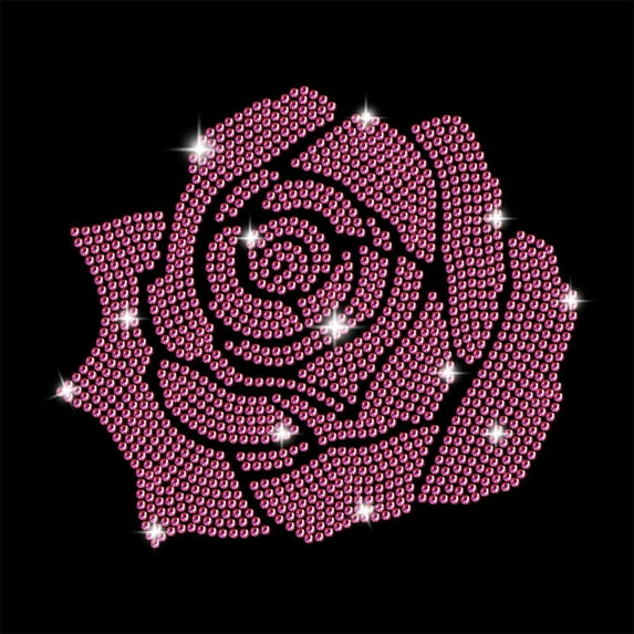 1 Pc Pink Rose Rhinestone Iron on Hotfix Transfer Decal Bling DIY Patch ...