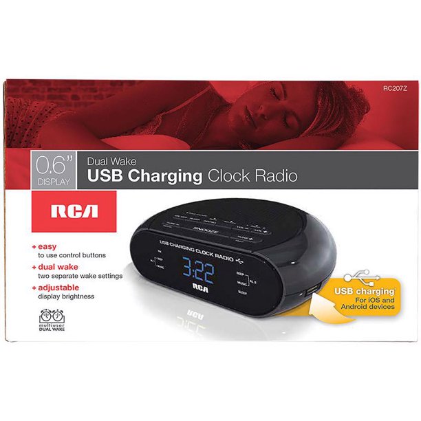 1 Pc, Rca Black Usb Charging Clock Radio Digital Plug-In - Walmart ...