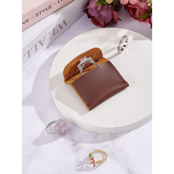 1 Pc Rectangle PU Leather Ring Bags Jewelry Storage Pouches Jewelry ...