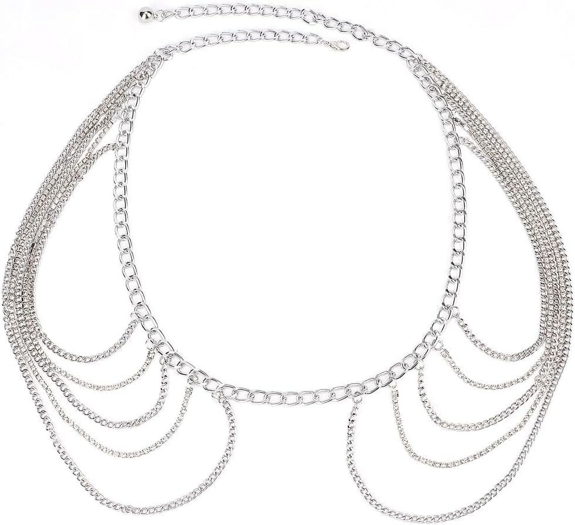 1 Pc Rhinestone Chain Belt Platinum Iron Tassel Chain Waist Belts Sexy ...