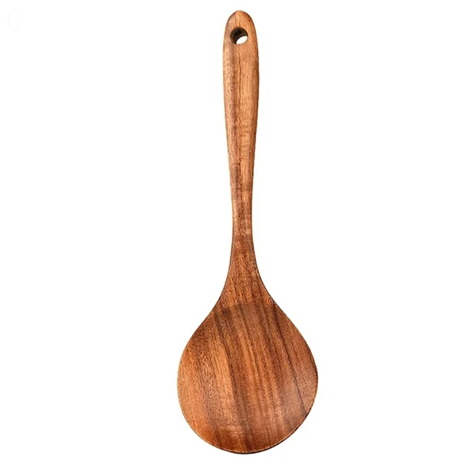 1 Pc Rice Paddle Spoon Natural Wood Non-stick Rice Scooper with Round ...