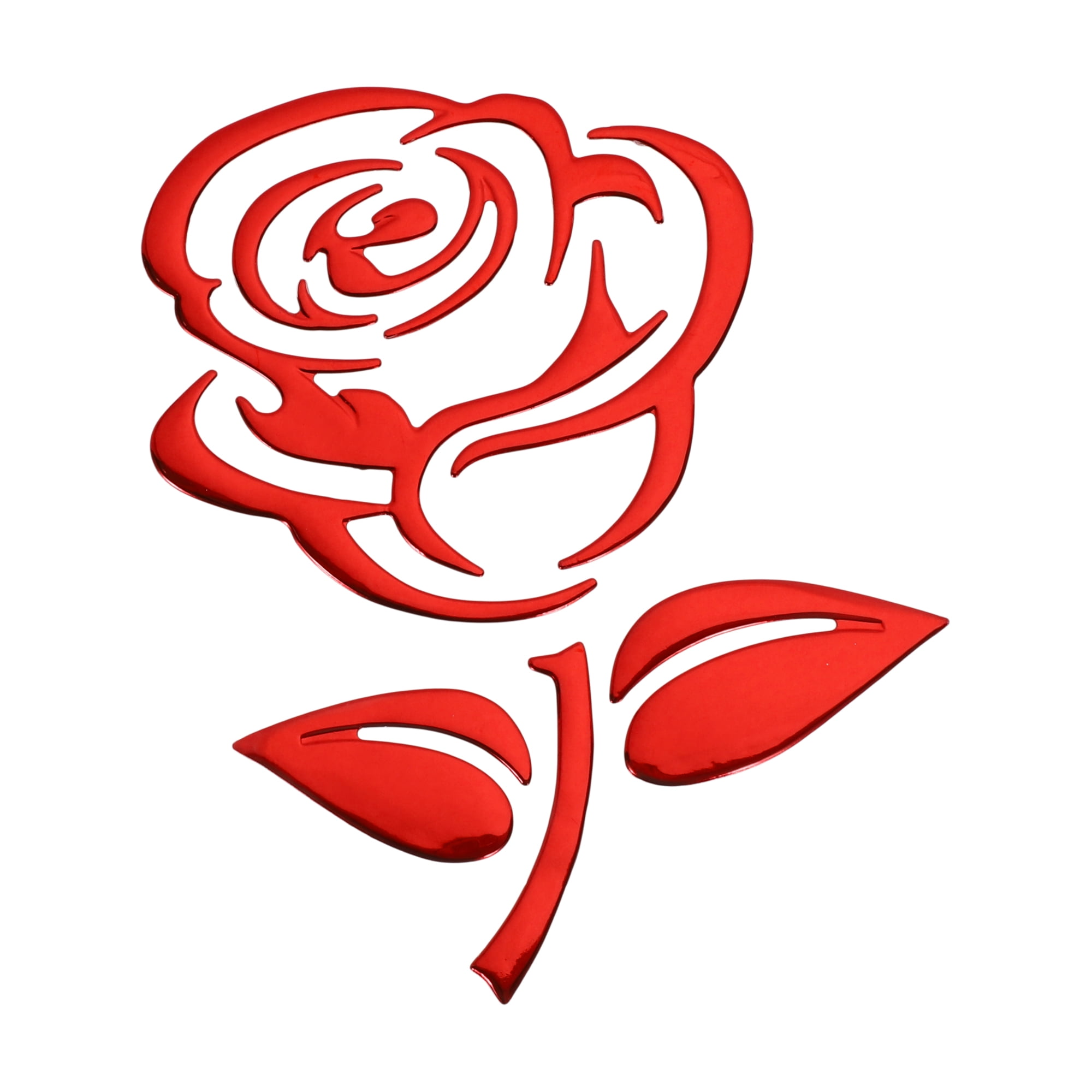 1 Pc Rose Pattern Car Bumper Sticker Decal Waterproof Soft Rubber Red ...