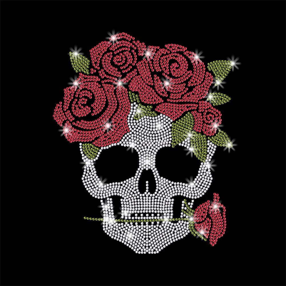 1 Pc Rose Rhinestone Iron on Hotfix Transfer Decal Bling DIY Patch ...