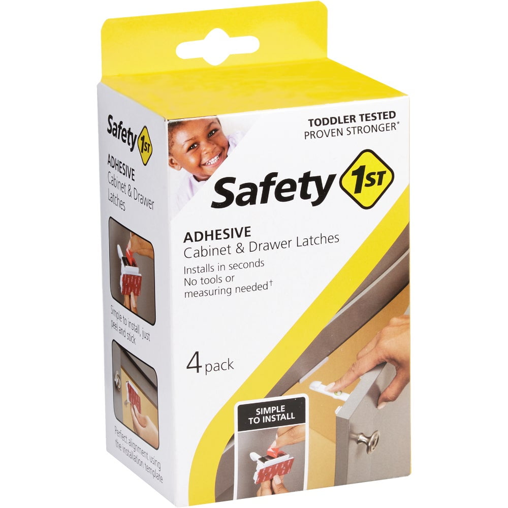 Safety 1st Adhesive Cabinet & Drawer Latch - Adjustable Babyproofing ...