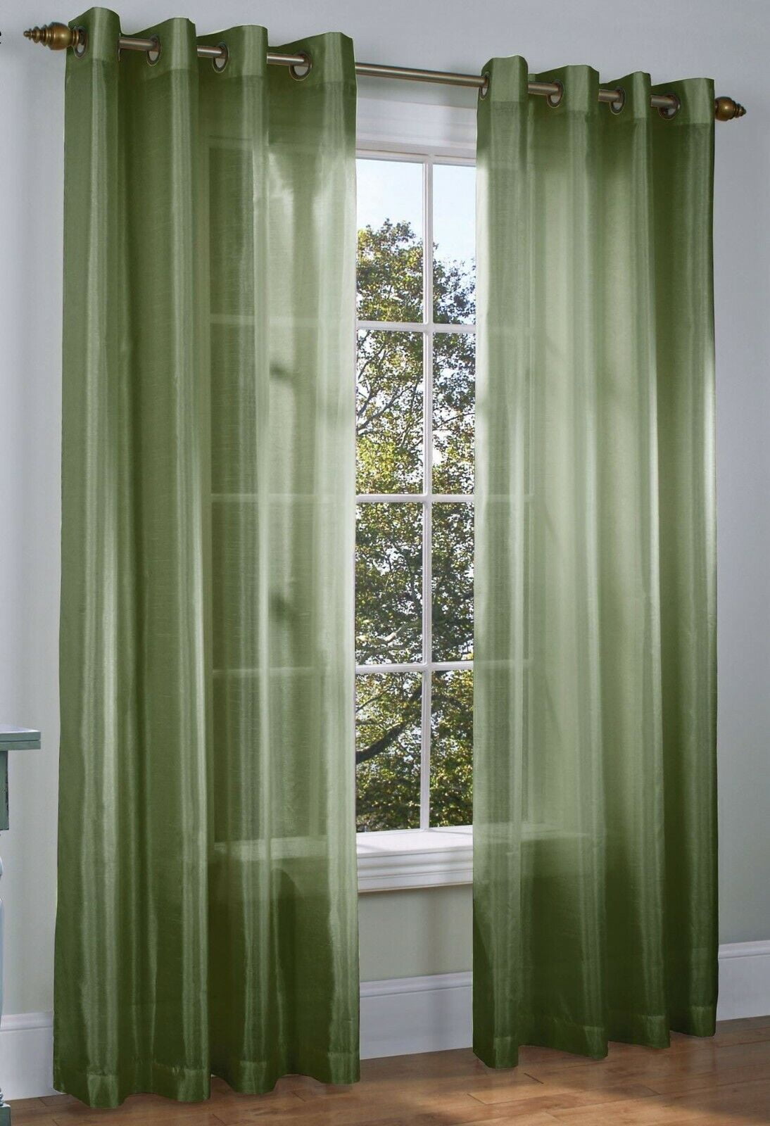 1 Pc Semi Sheer Window Panel curtains drape grommet solid plain faux ...