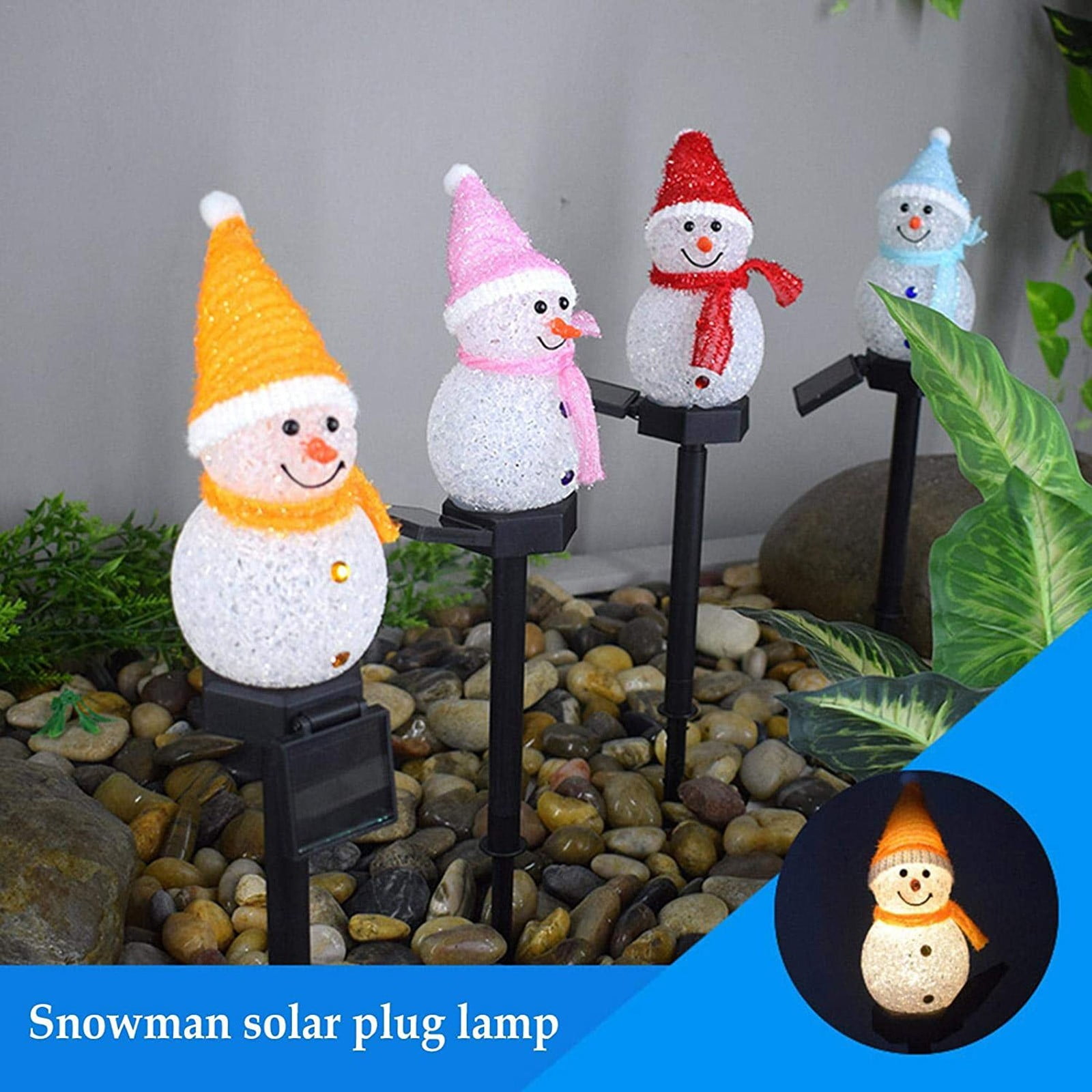 1 Pc Solar Snowman Garden Light — 3.3in x 3.1in x 5.4in, Automatic On ...