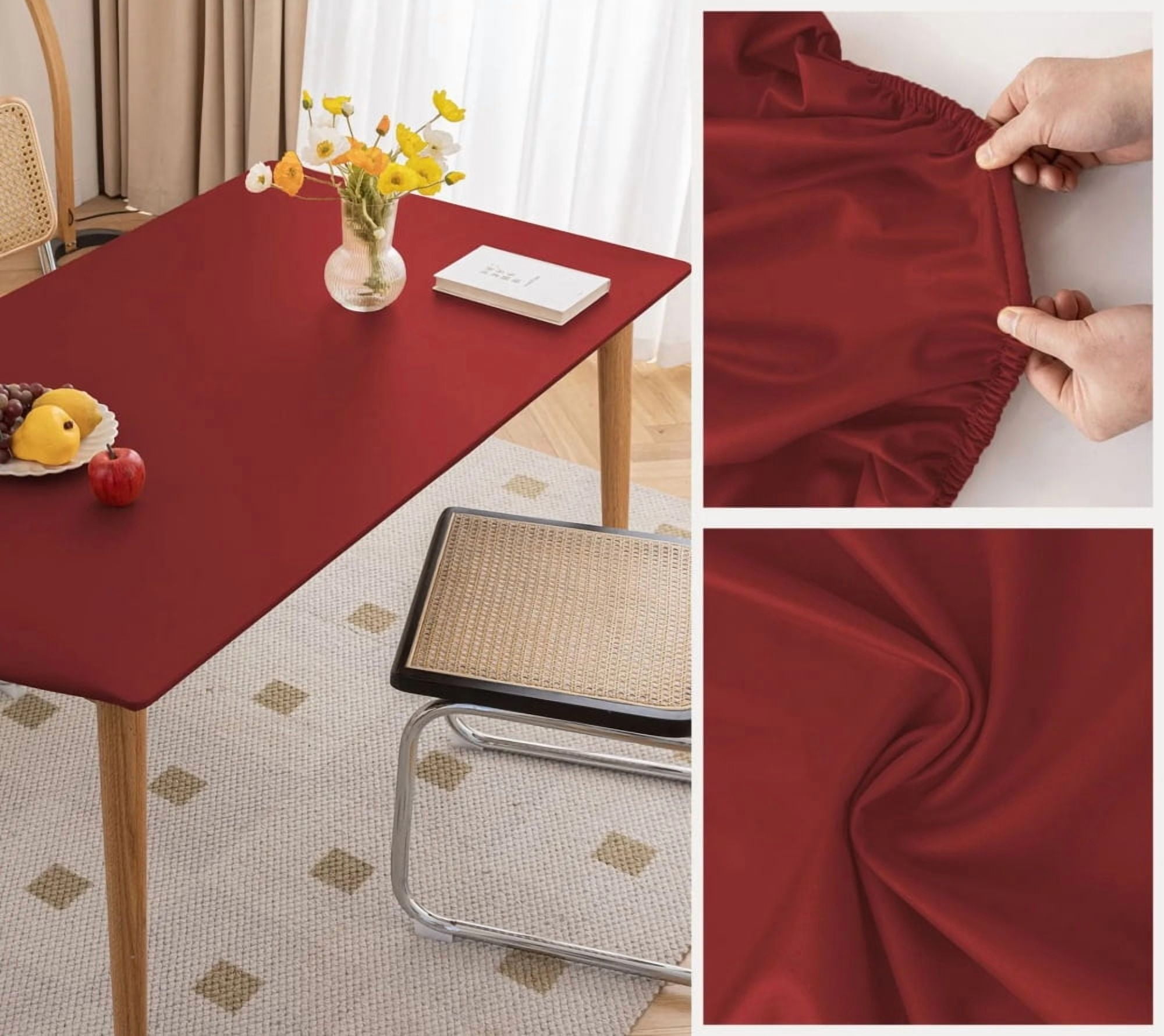 1 Pc Solid colour full package tablecloth waterproof oilproof washable ...