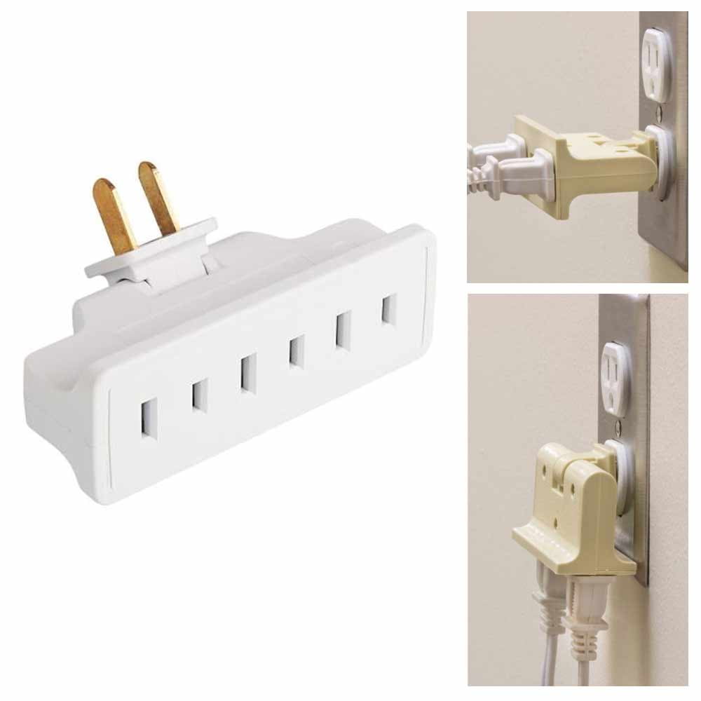 1 Pc Swivel 3 Outlet of 3 Indoor Wall Plug Tap Indoor Power 125V AC ...