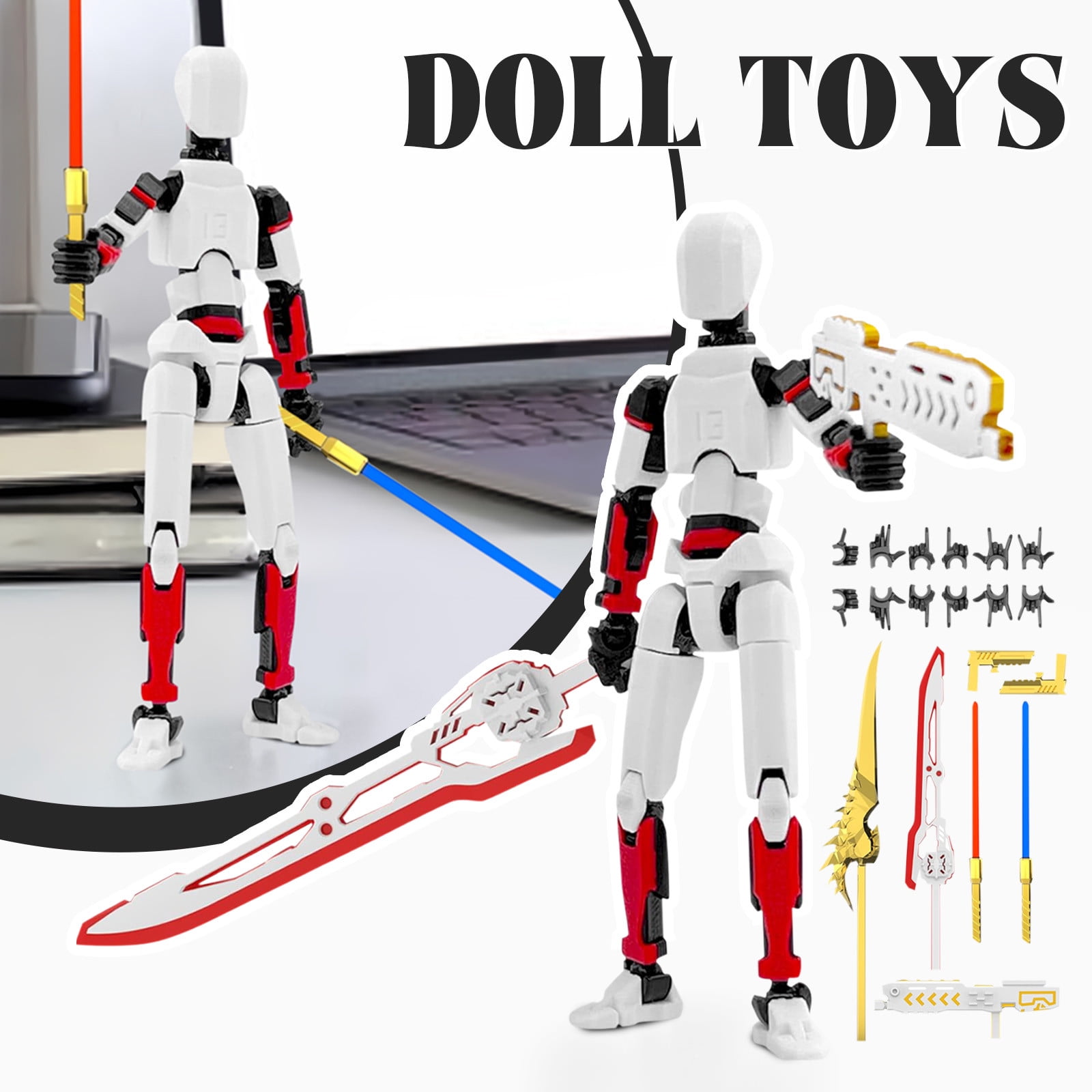 1 Pc T13 Action Figure Robot,Stikbot Toys with Weapon Accessories ...