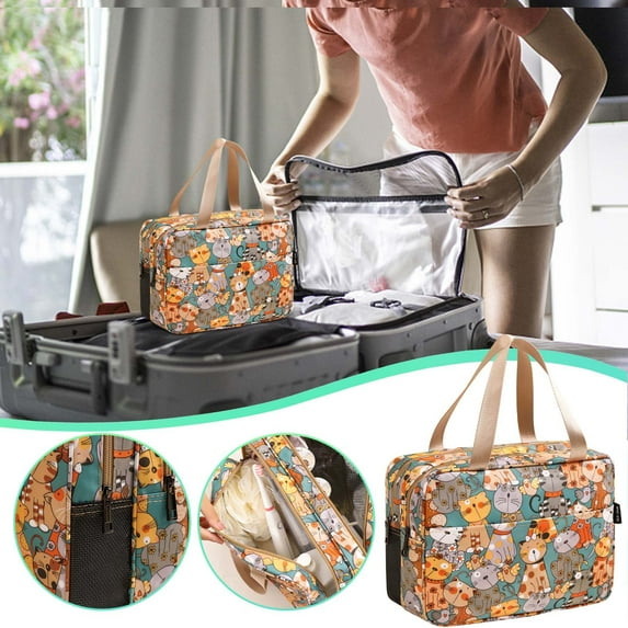 1 Pc Travel Makeup Bag — Multi-Compartment Cosmetic Case with Handle ...