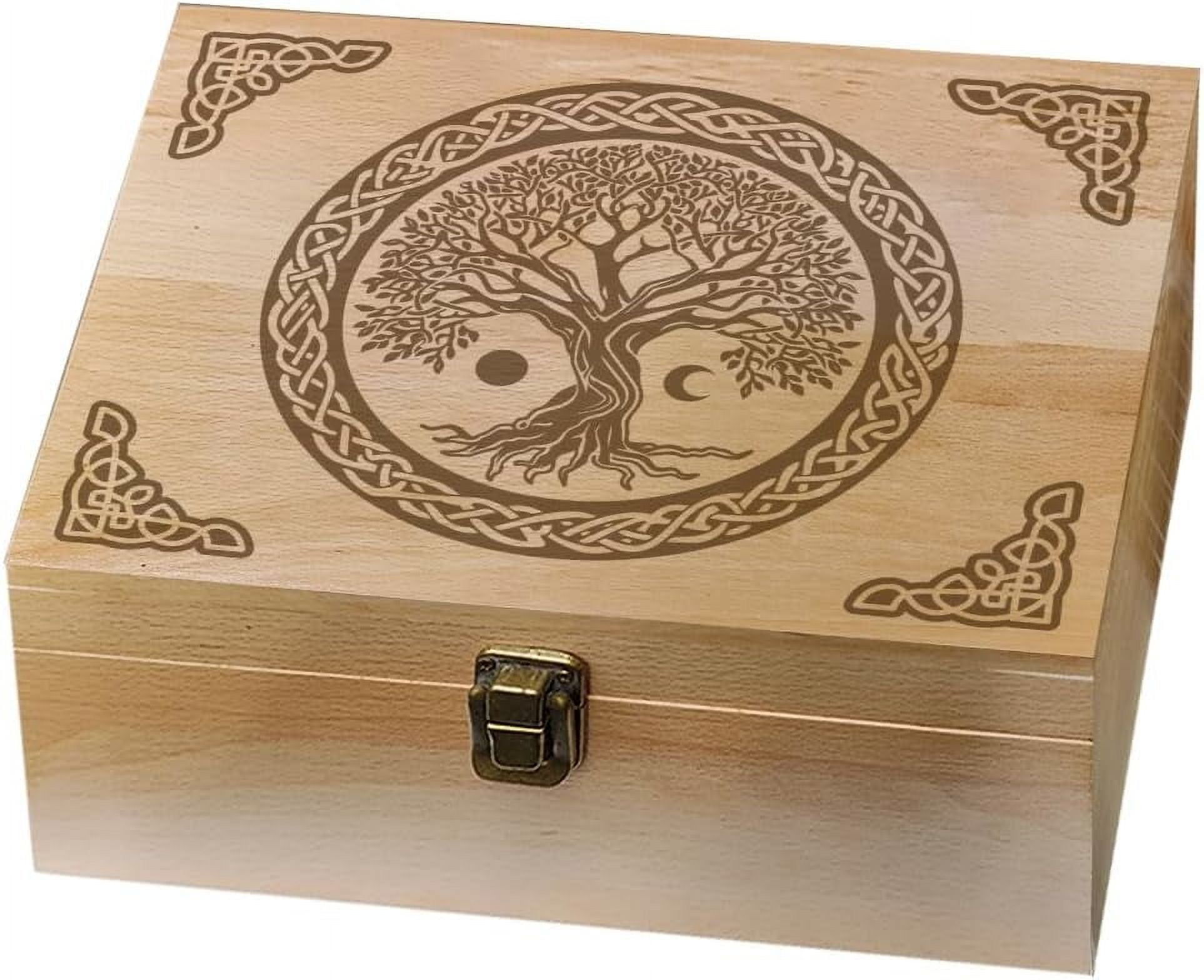 1 Pc Tree of Life Wooden Memory Keepsake Box Metal Knot Box with Hinged ...