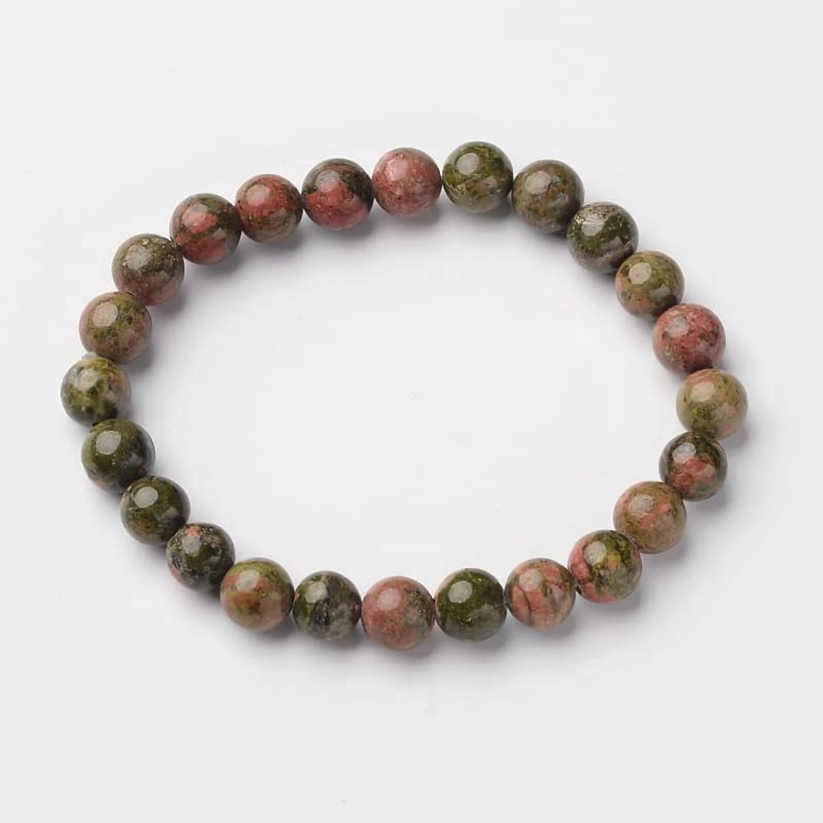 1 Pc Unakite Beaded Bracelet Natural Unakite Round Bead Stretch ...