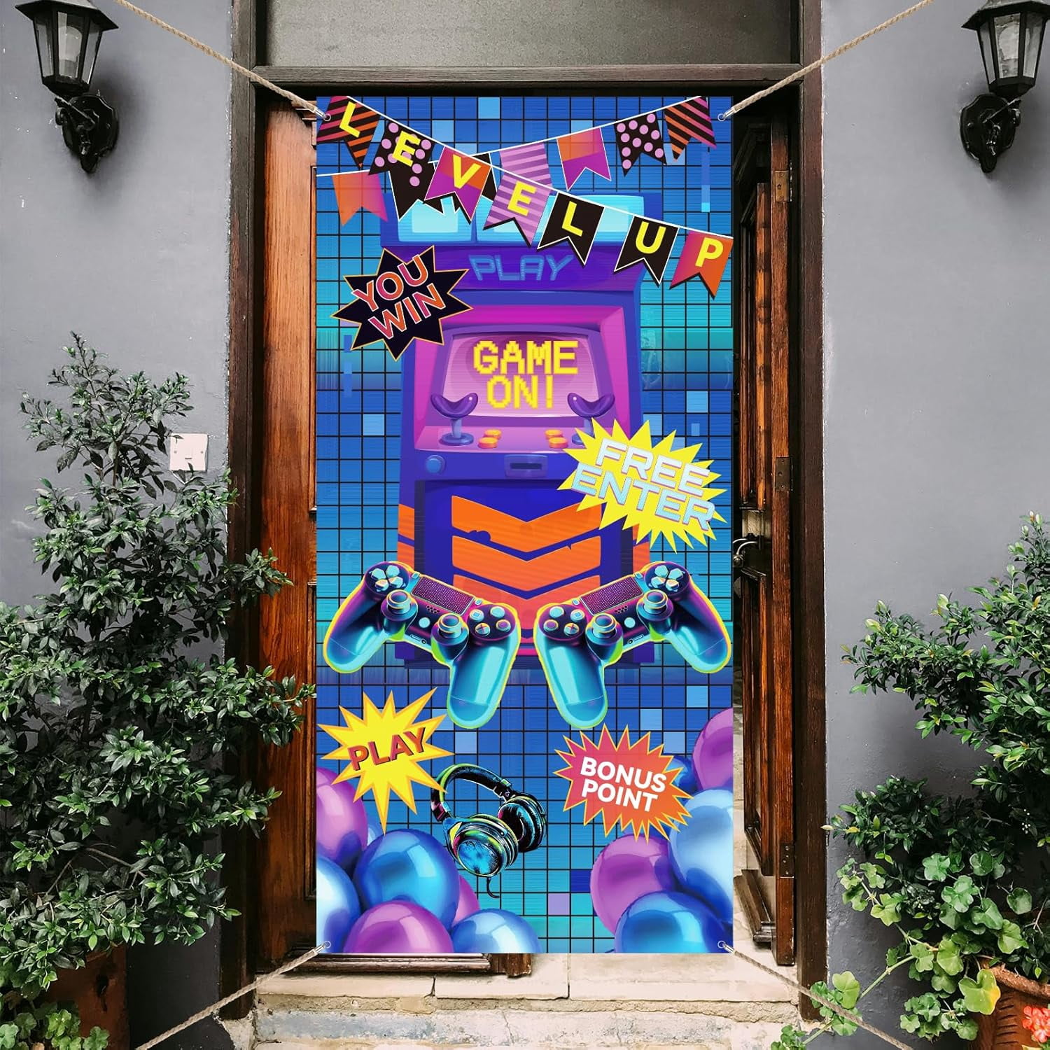 1 Pc Video Game Door Cover Game on Door Banner Party Decoration You Win ...
