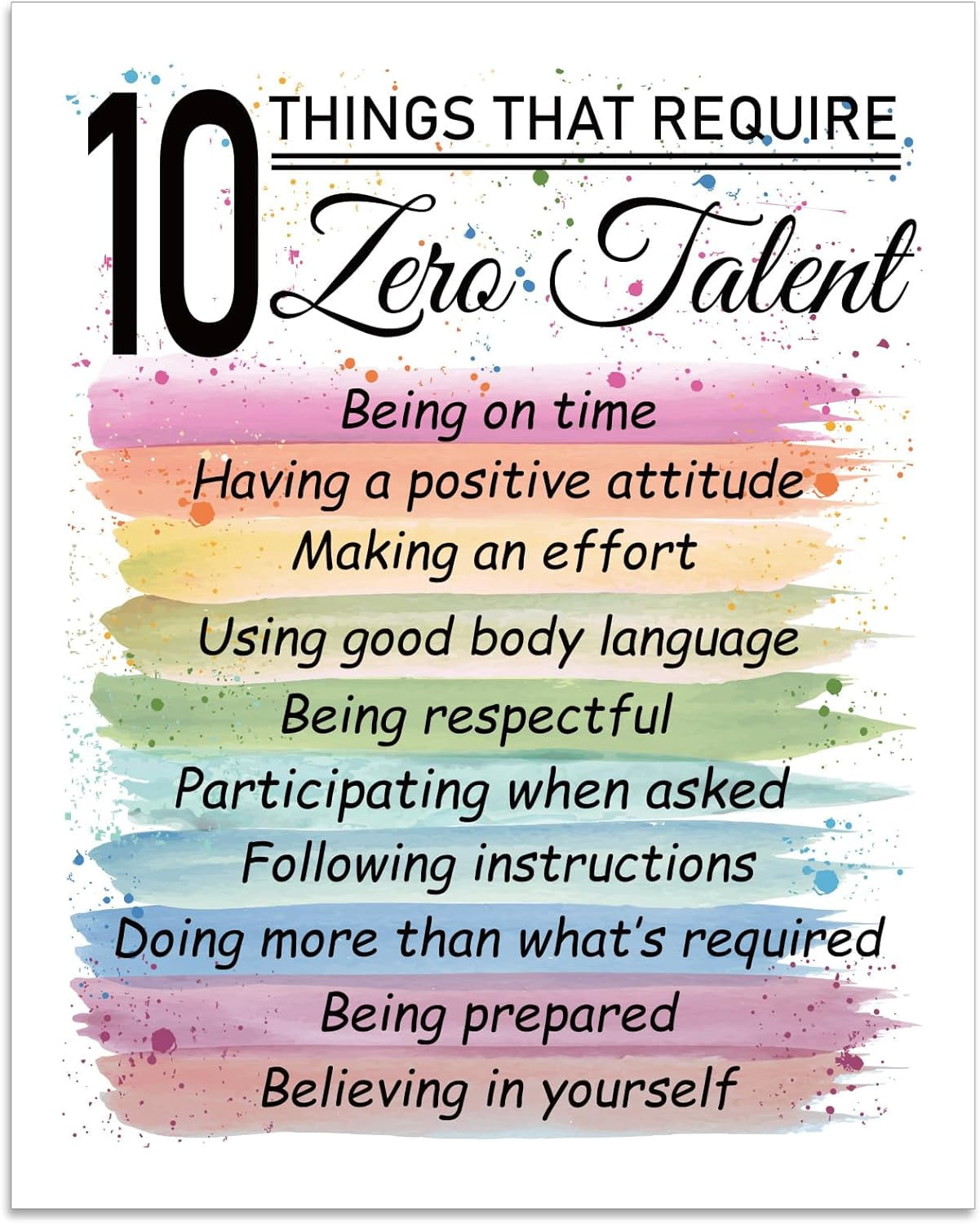 1 Pc Wall Art Poster Colorful 10 Things That Require Zero Talent ...