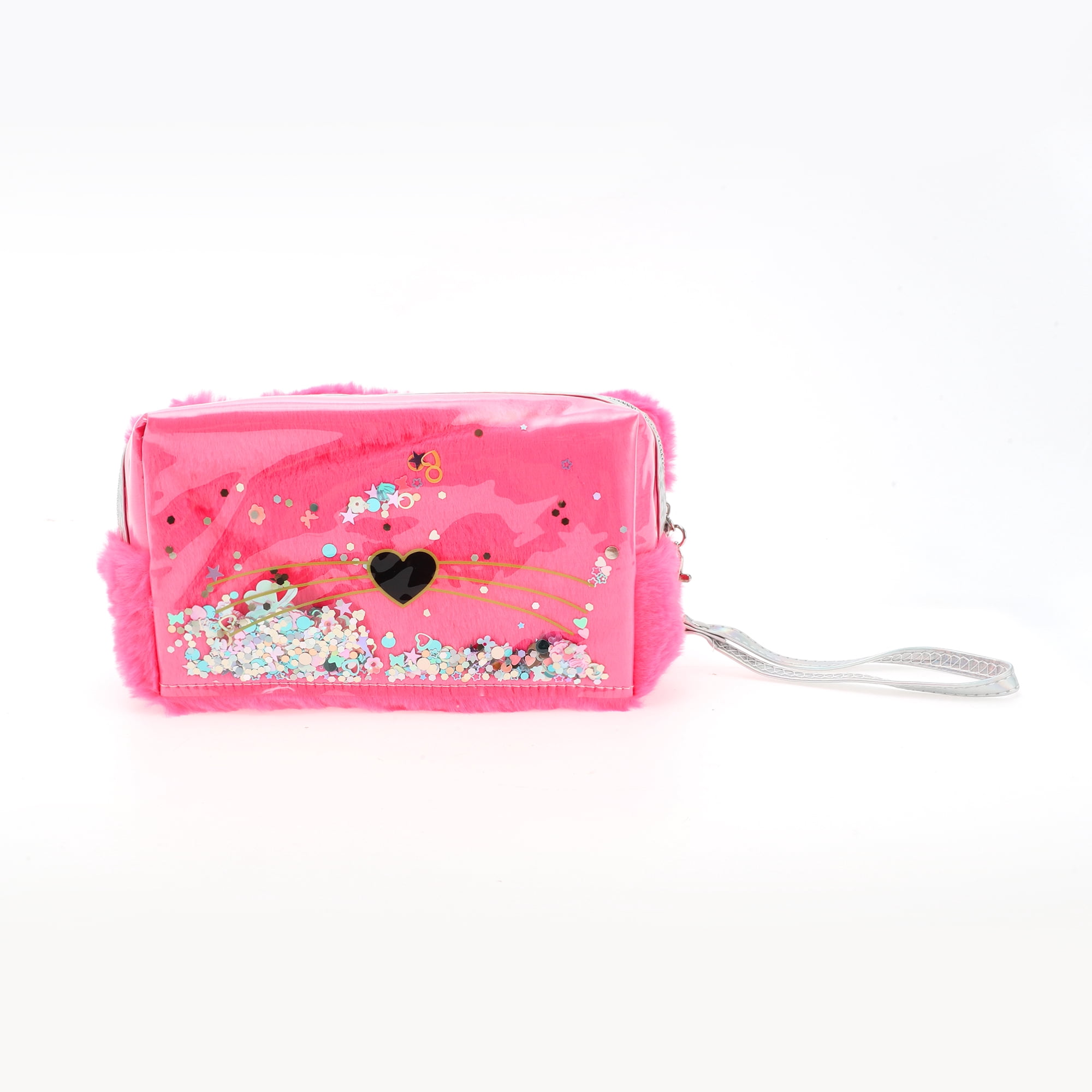 1 Pc Women Portable Heart Sequin Makeup Bag for Travel Vacation Wedding ...