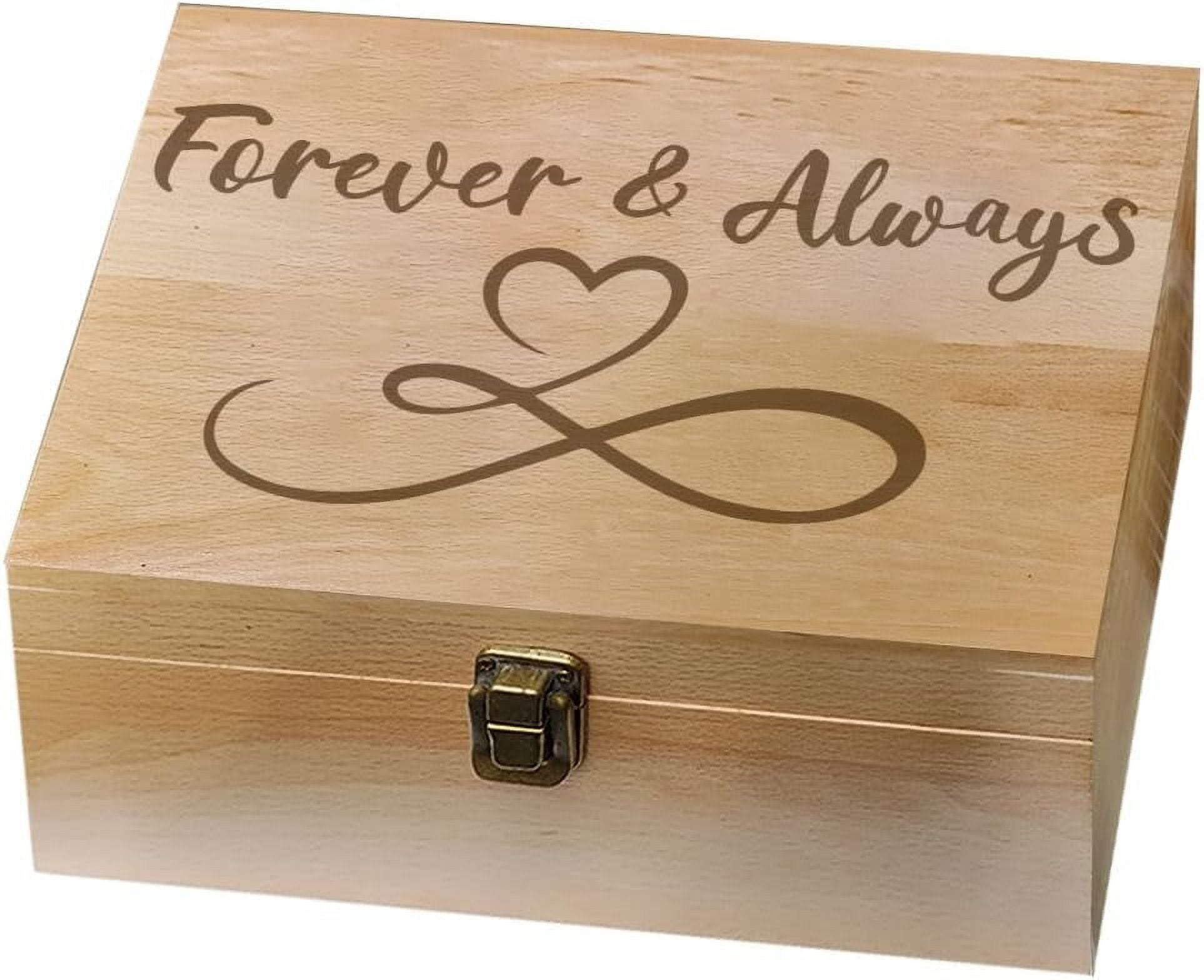 1 Pc Wood Memory Keepsake Box Forever and Always Memory Box with Hinged ...