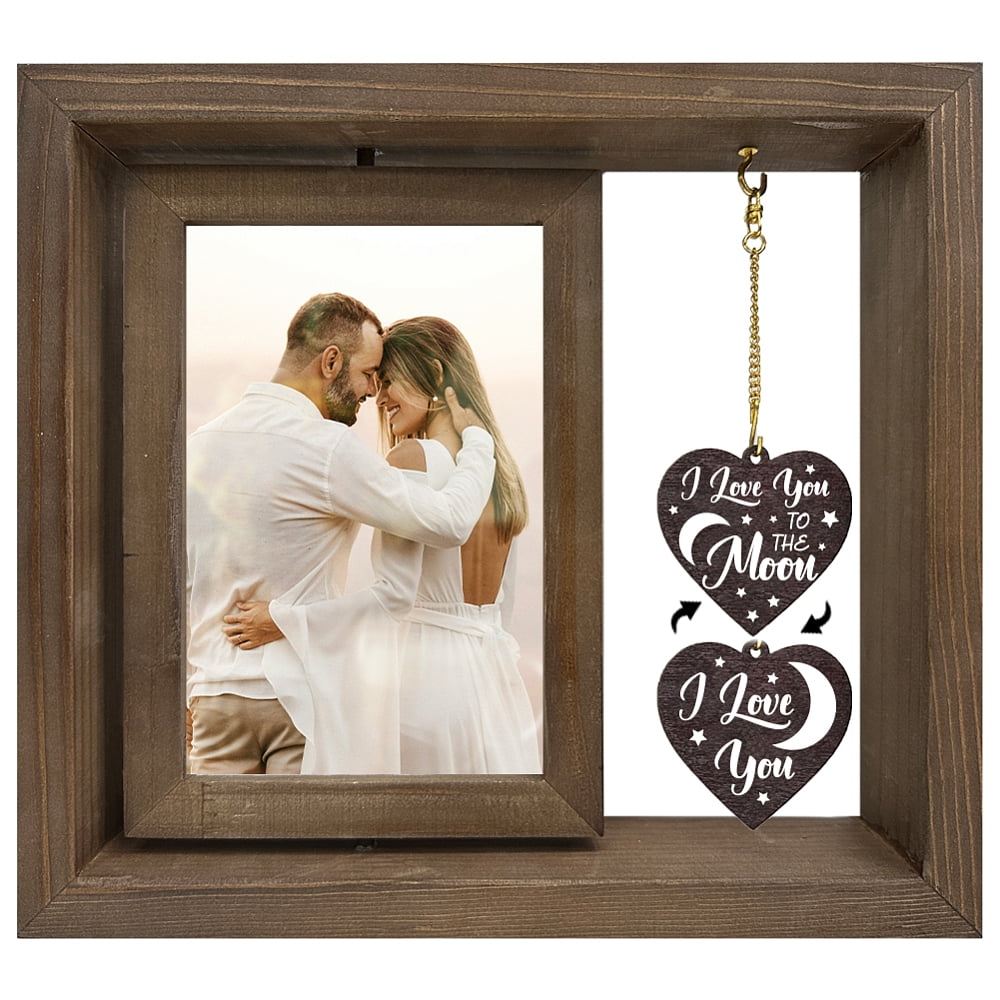 1 Pc Wood Rotating Picture Frame Dark Brown I Love You to Moons Photo ...