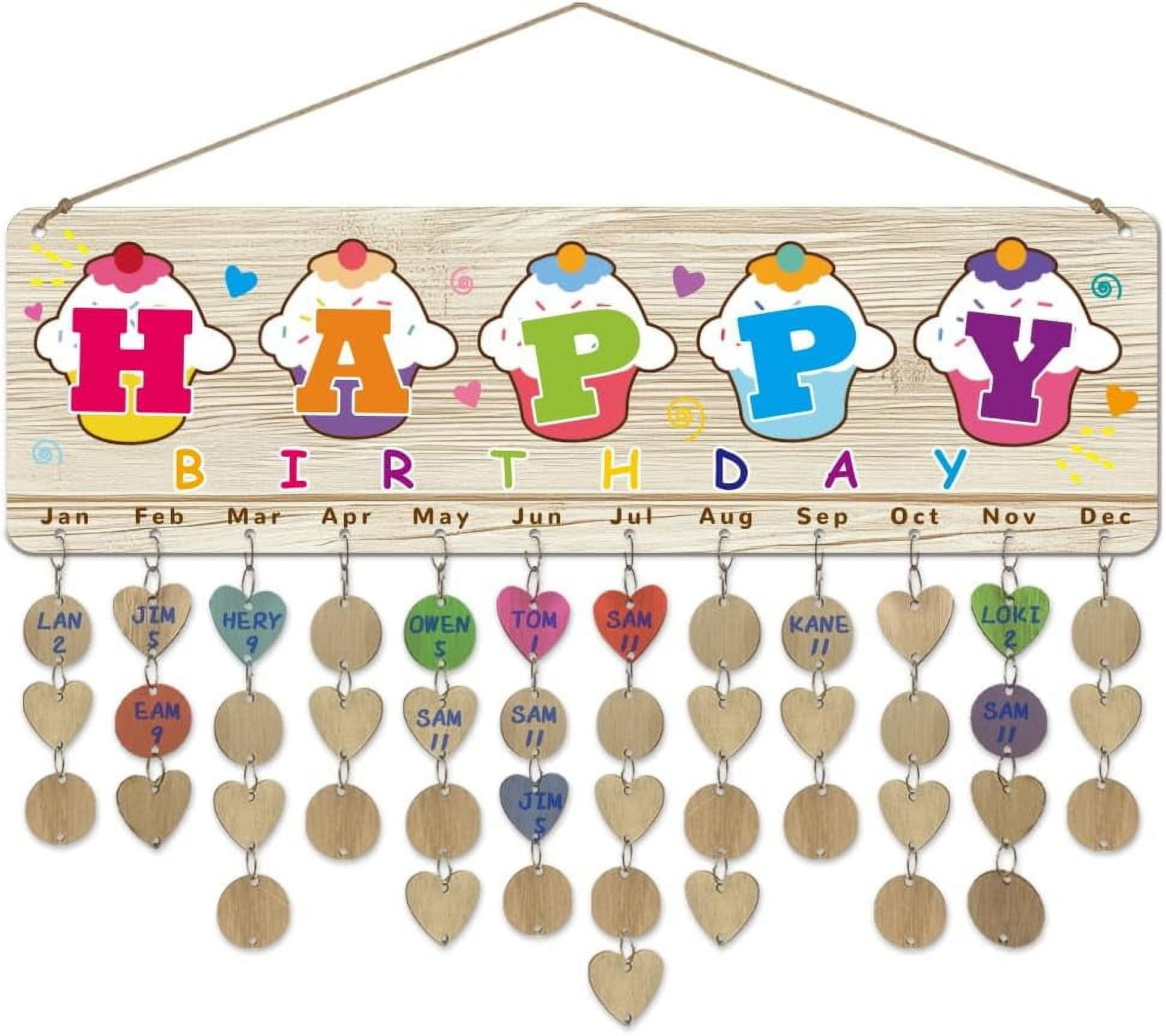 1 Pc Wooden Colorful Happy Birthday Reminder Calendar Board Days to ...