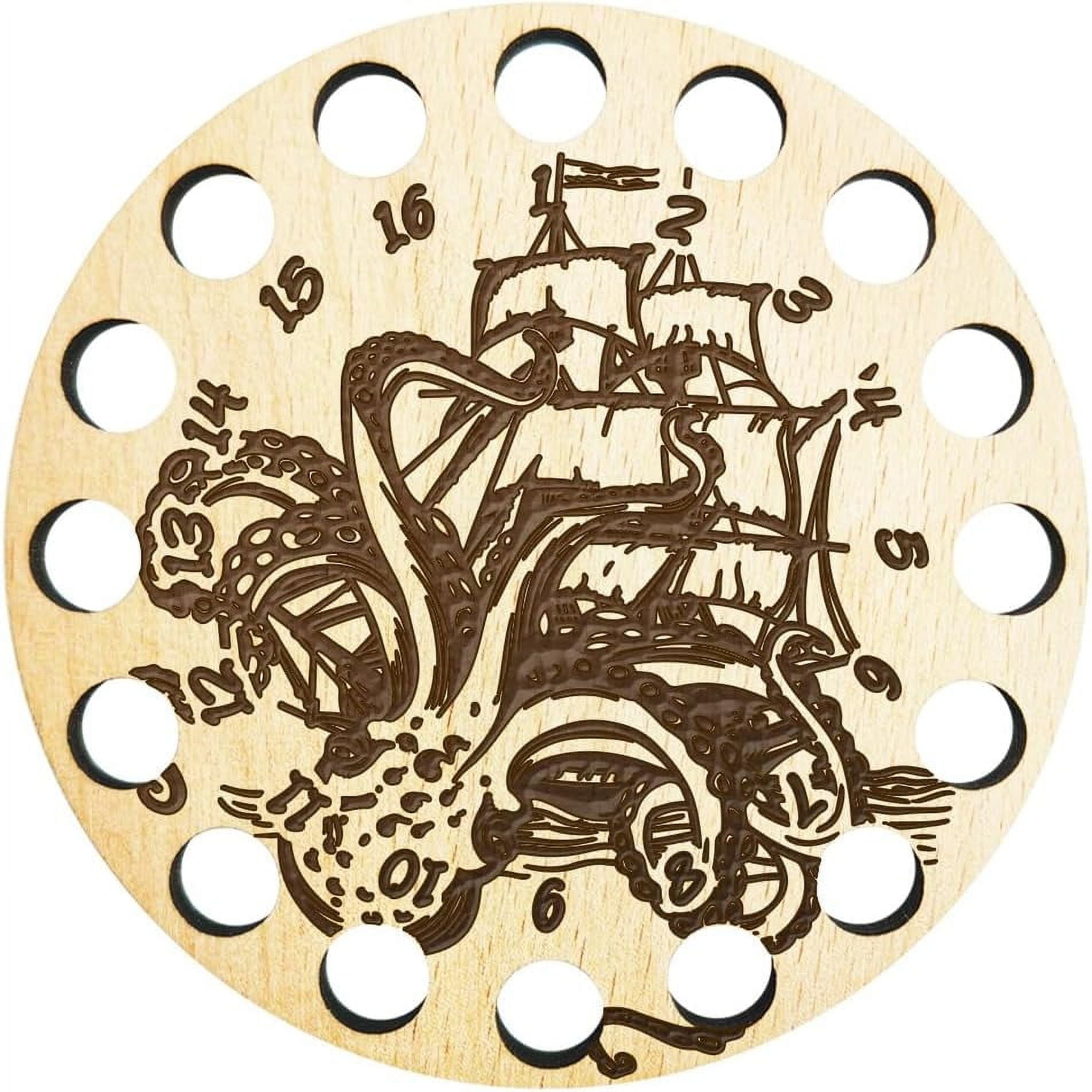 1 Pc Wooden Embroidery Floss Organizer Octopus Sea Monster Sail Ship 16 ...