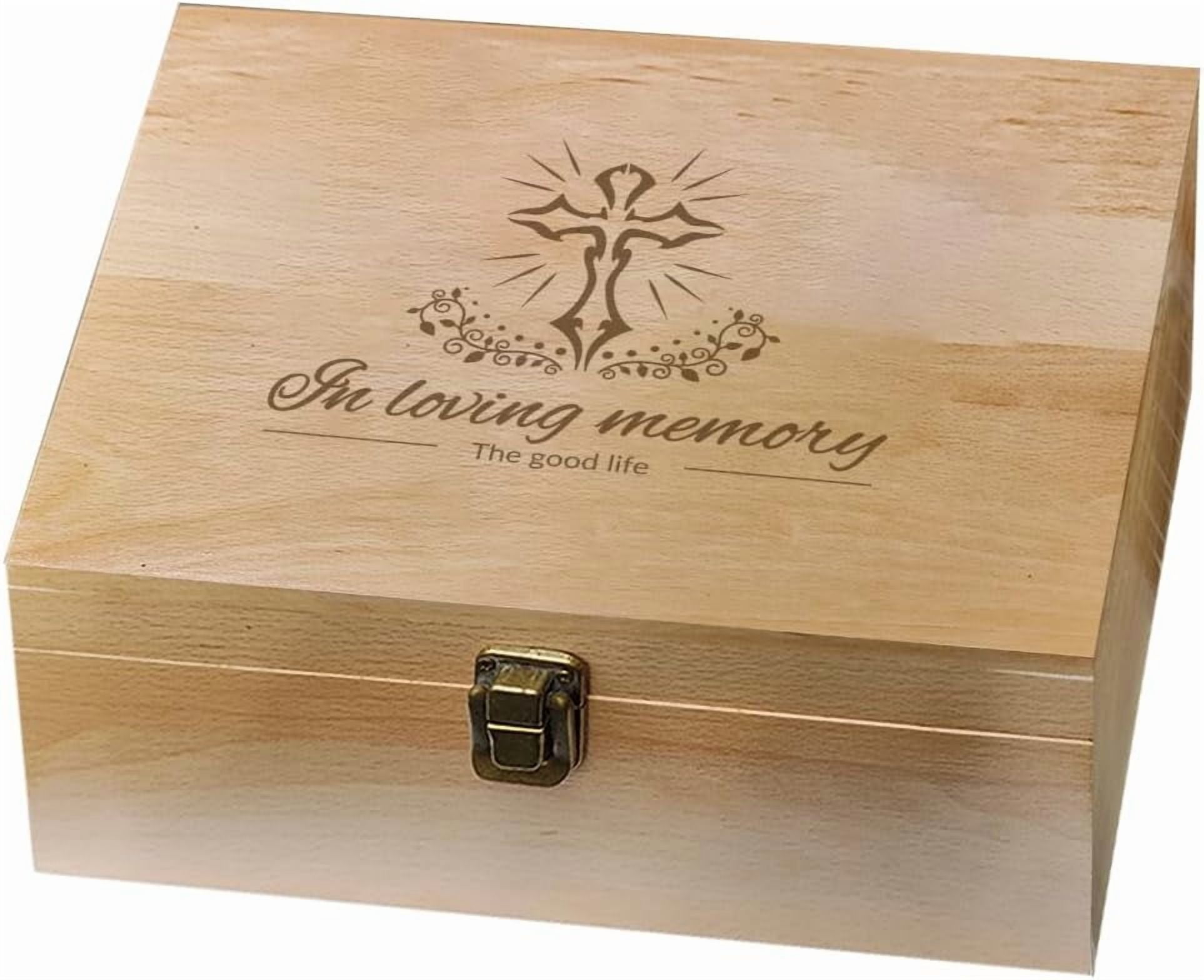 1 Pc Wooden Memory Keepsake Box In Loving Memory Box with Hinged Lid ...