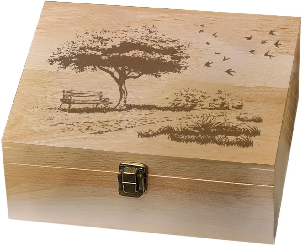 1 Pc Wooden Memory Keepsake Box Park Bench Scenery Memory Box with ...