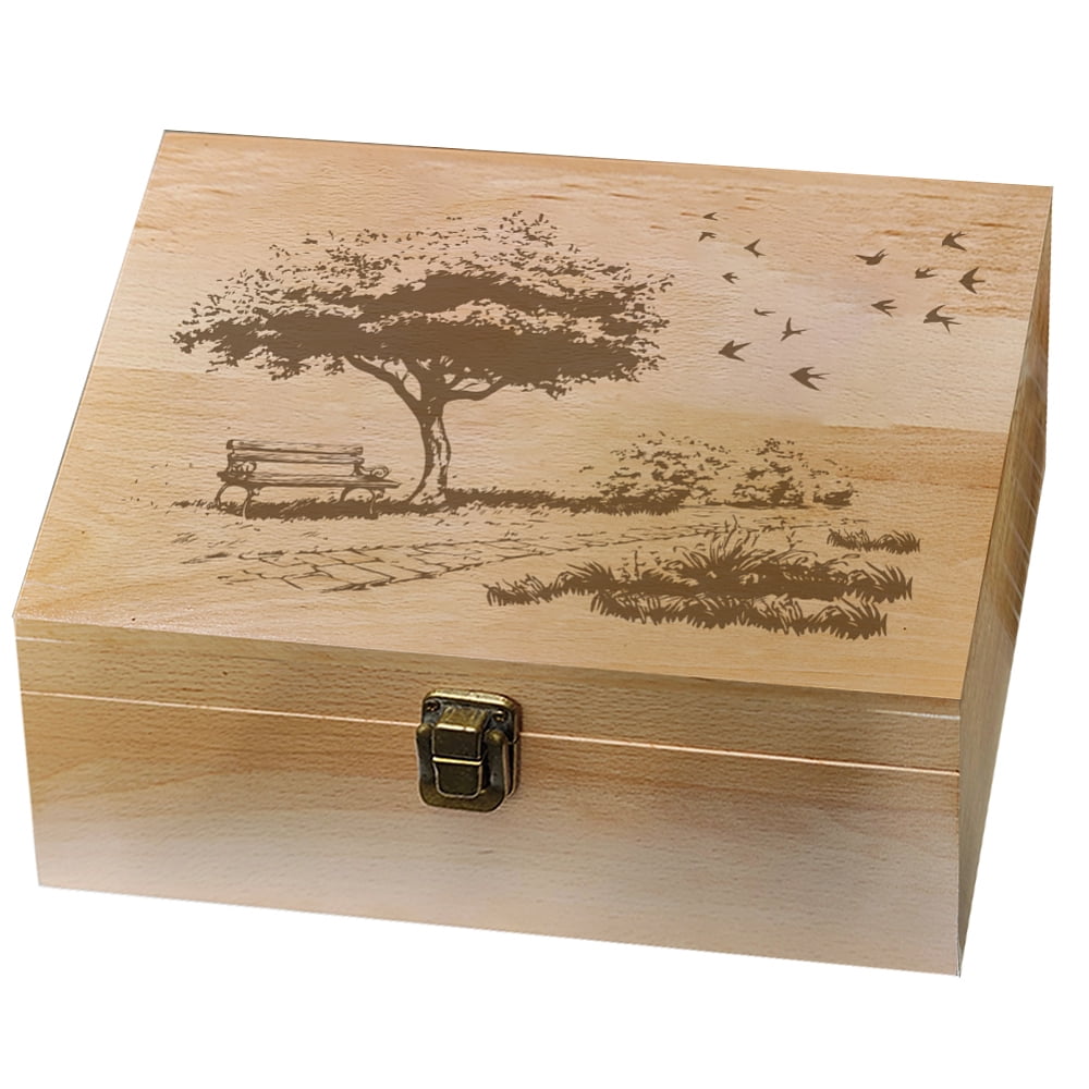 1 Pc Wooden Memory Keepsake Box Park Bench Scenery Memory Box with ...