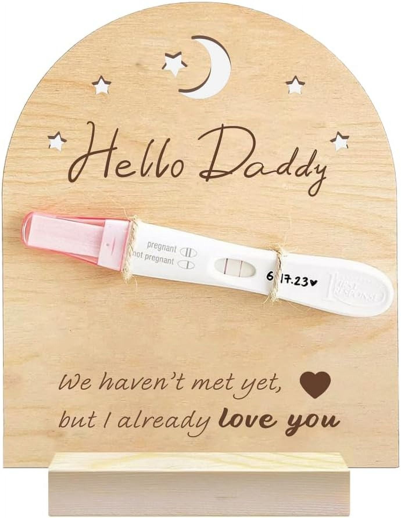 1 Pc Wooden Pregnancy Announcement Sign Hello Daddy Wooden Pregnancy ...