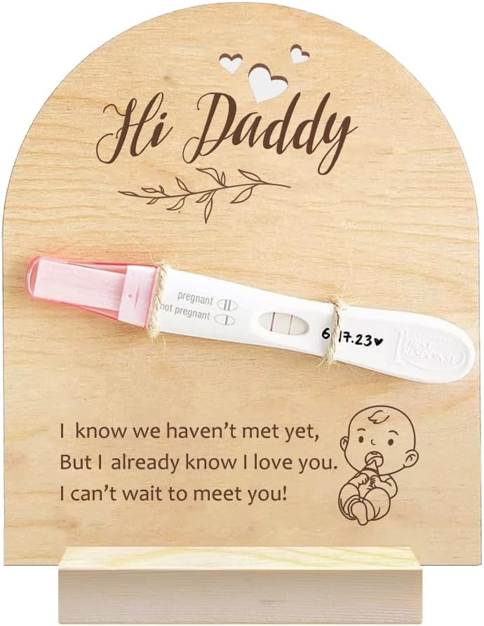1 Pc Wooden Pregnancy Announcement Sign Hi Daddy Wooden Pregnancy Test ...