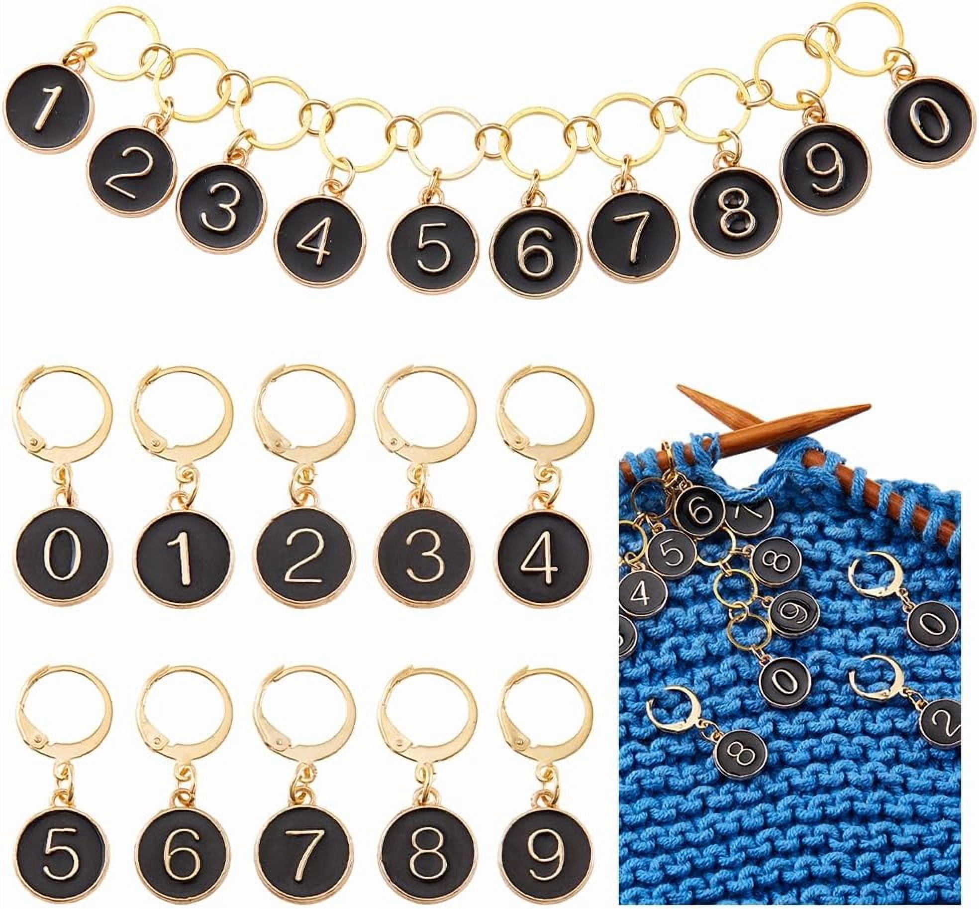 1 Pcs 0-9 Number Knitting Row Counter Chains and 10 Pcs Stitch Markers ...