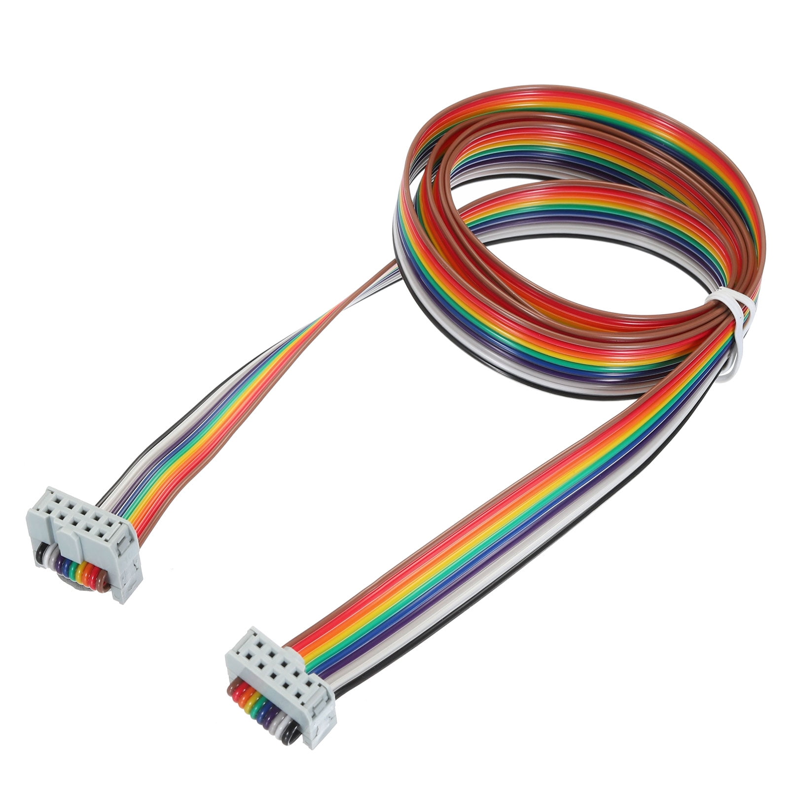 1 Pcs 10 Pin Flat Rainbow Ribbon Cable FC/FC Female Connector 3.3FT 2 ...