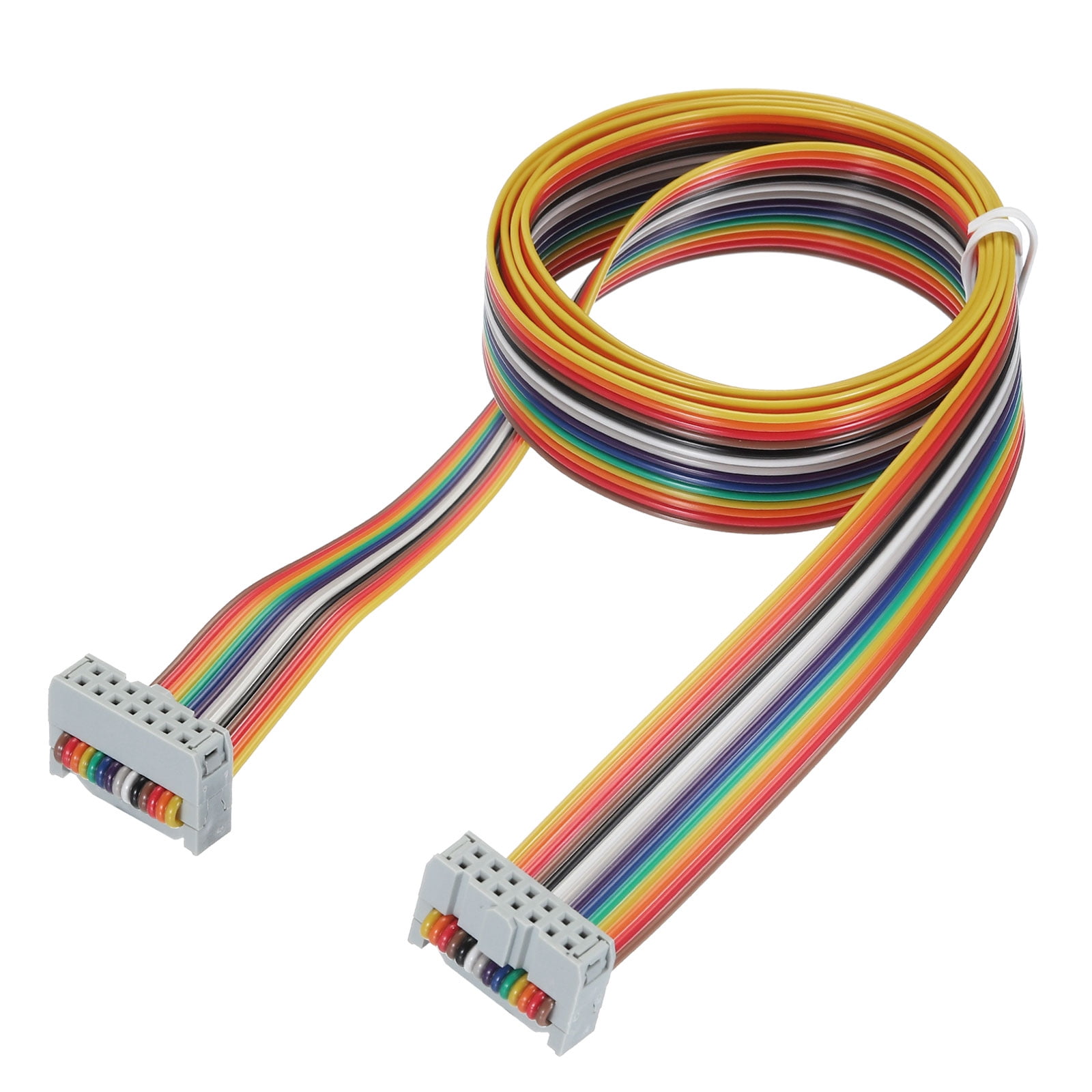 1 Pcs 14 Pin Flat Rainbow Ribbon Cable FC/FC Female Connector 3.3FT 2 ...