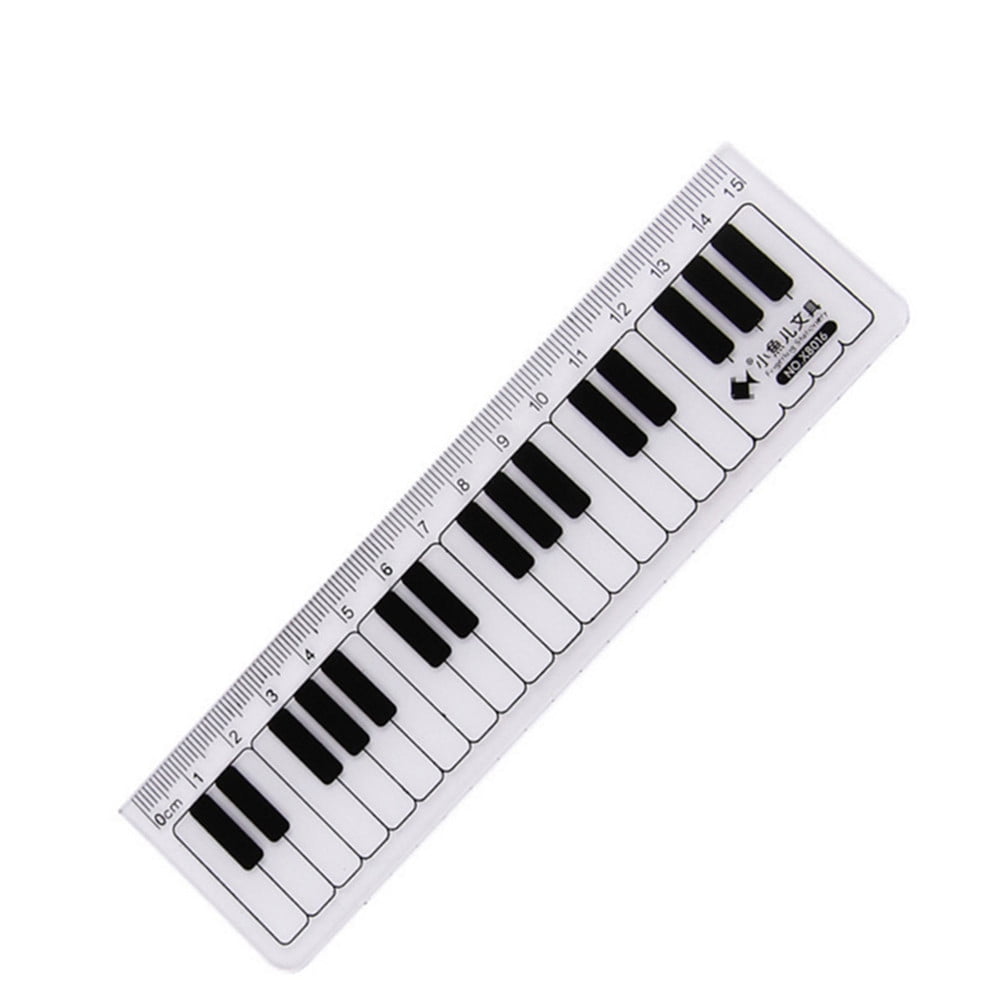 1 Pcs 15cm Black White Musical Notes Piano Transparent Plastic Straight ...